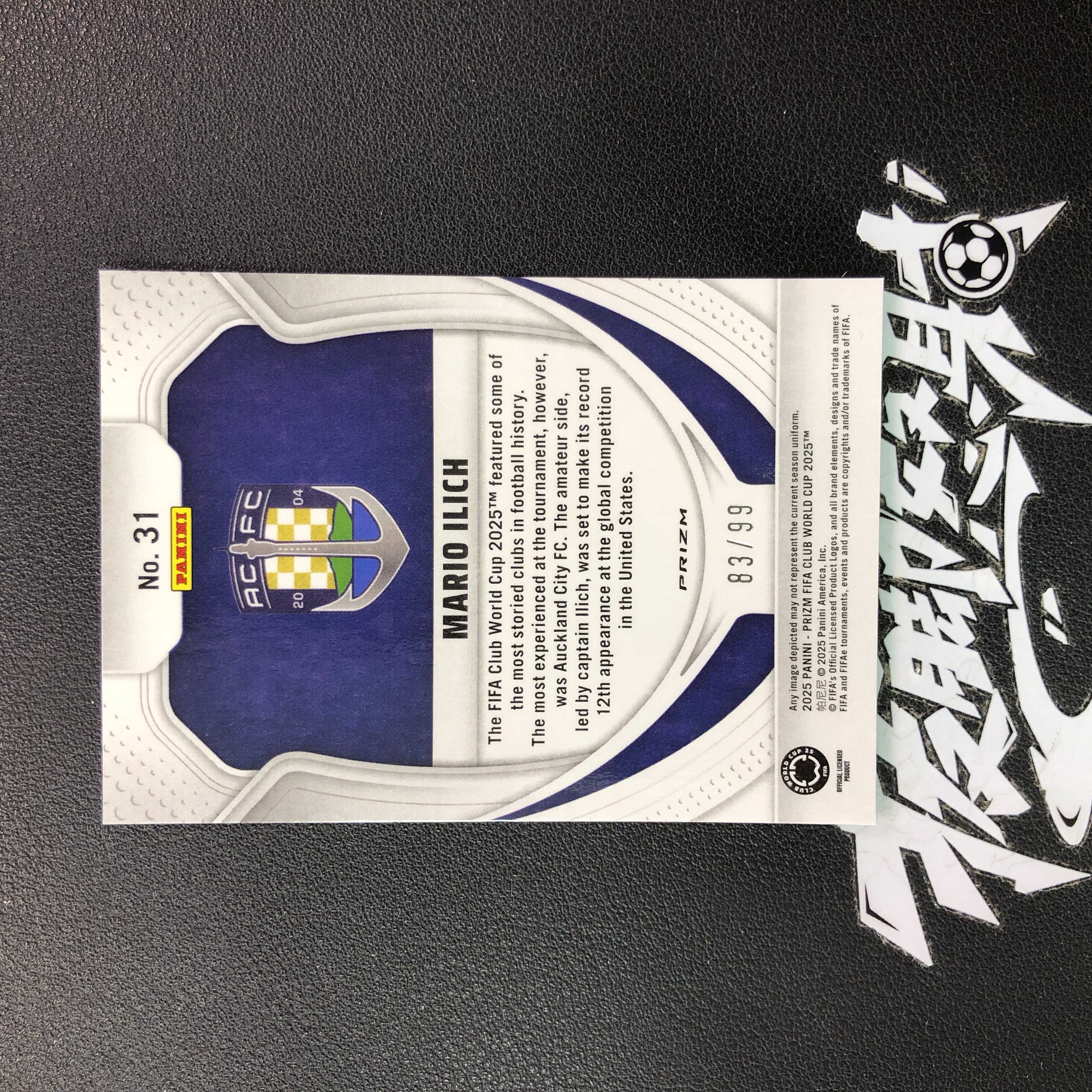 【怒射拍卖 接代卖】拔脚要要A3 2025 Panini Prizm FIFA Club World Cup世俱杯 mario ilich ...