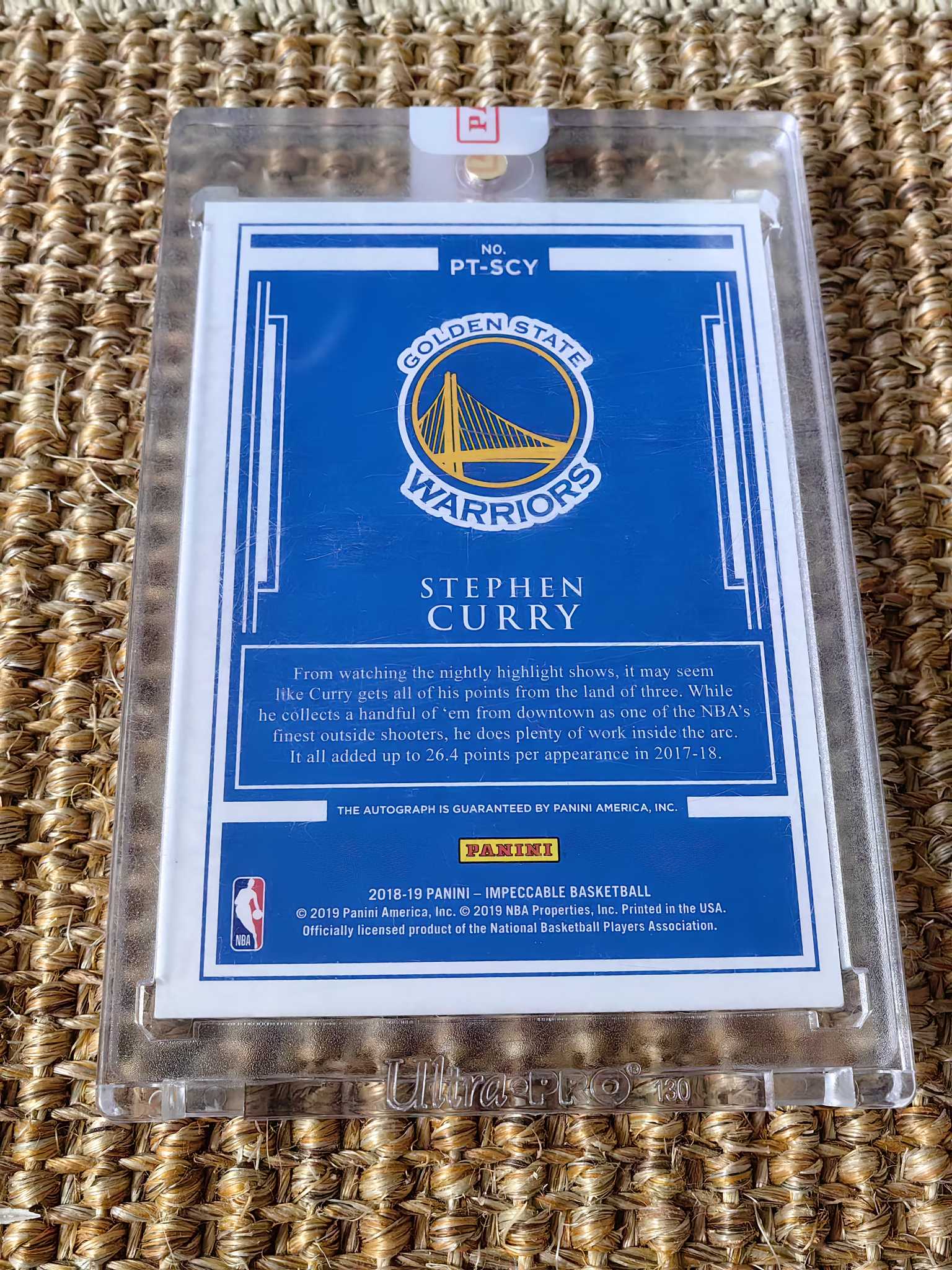 2018-19 Panini Impeccable Stephen Curry 小真金白银 库里 签字 赛季场均得分数据卡签 26编 无平行 ...