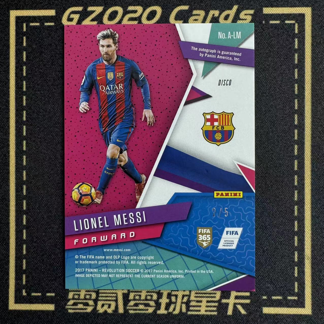 2017 Panini Revolution Lionel Messi 革命 梅西 梅球王 2/5编 湖水蓝 Disco折 完美签字 巴萨 ...