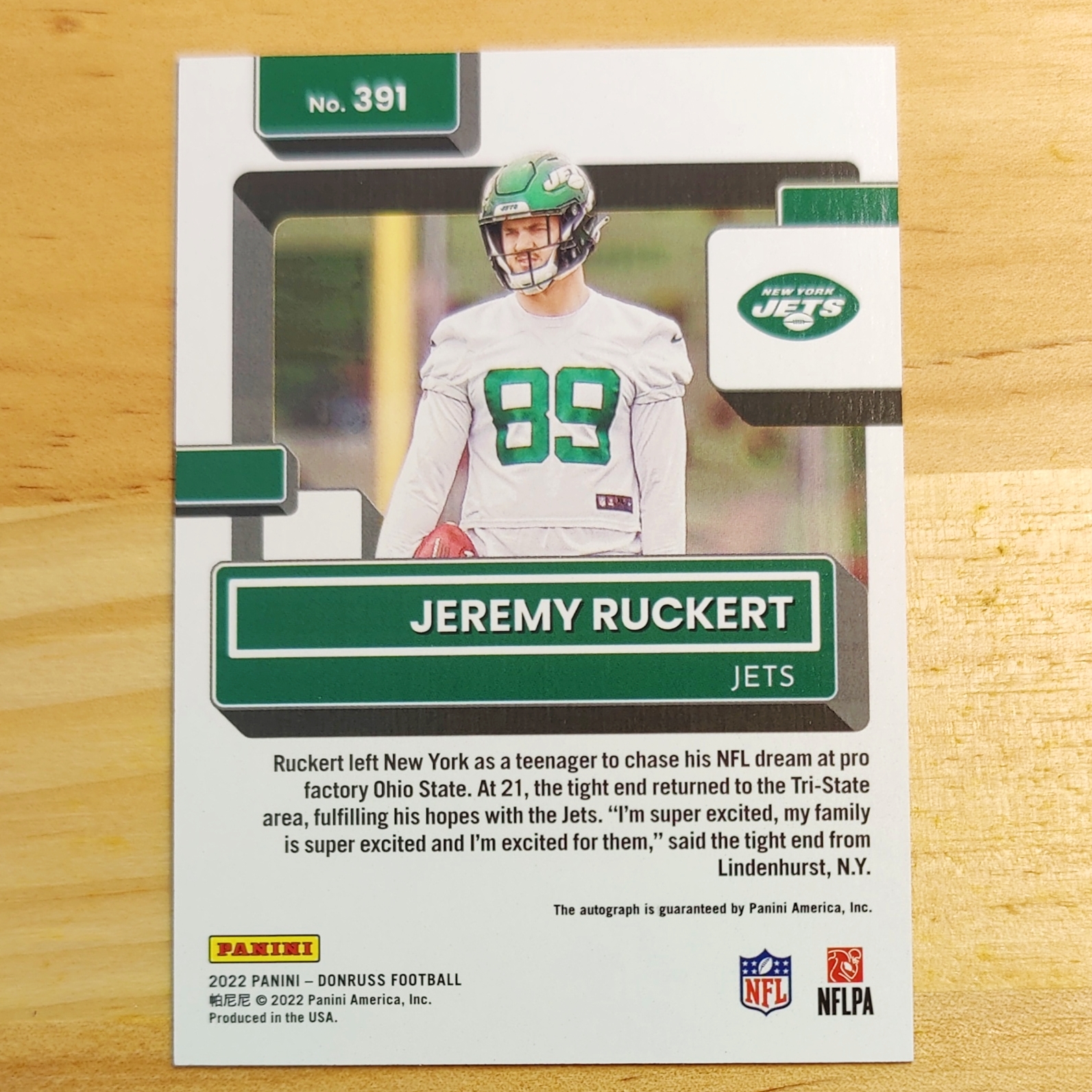 2022 Panini Donruss Jeremy Ruckert RC 【FTC】橄榄球NFL 杜蕾斯系列 纽约喷气机 杰拉米拉科特近端锋 ...