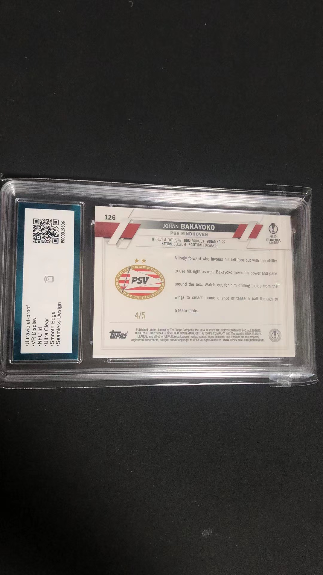 2022-23 Topps Chrome JOHAN BAKAYOKO RC 欧冠碧玉兔年限定 埃因霍温 巴卡约克 巴卡约科 4/5编 红折 ...