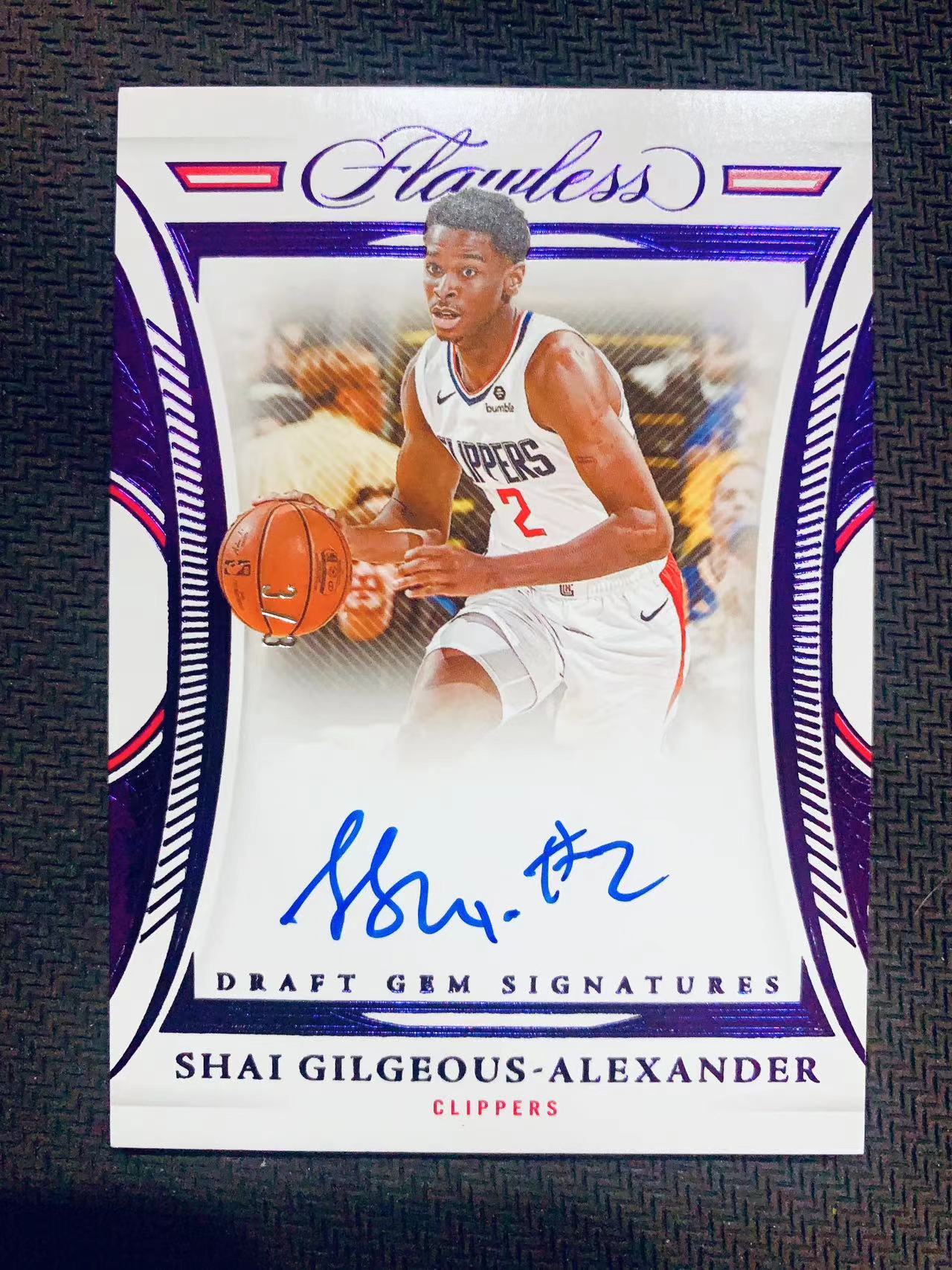 【金矿卡社】21-22 手提 flawless draft gem 快船新秀选图 SGA 谢伊吉尔杰斯亚历山大 卡签签字 3/3编紫色尾编1/ ...