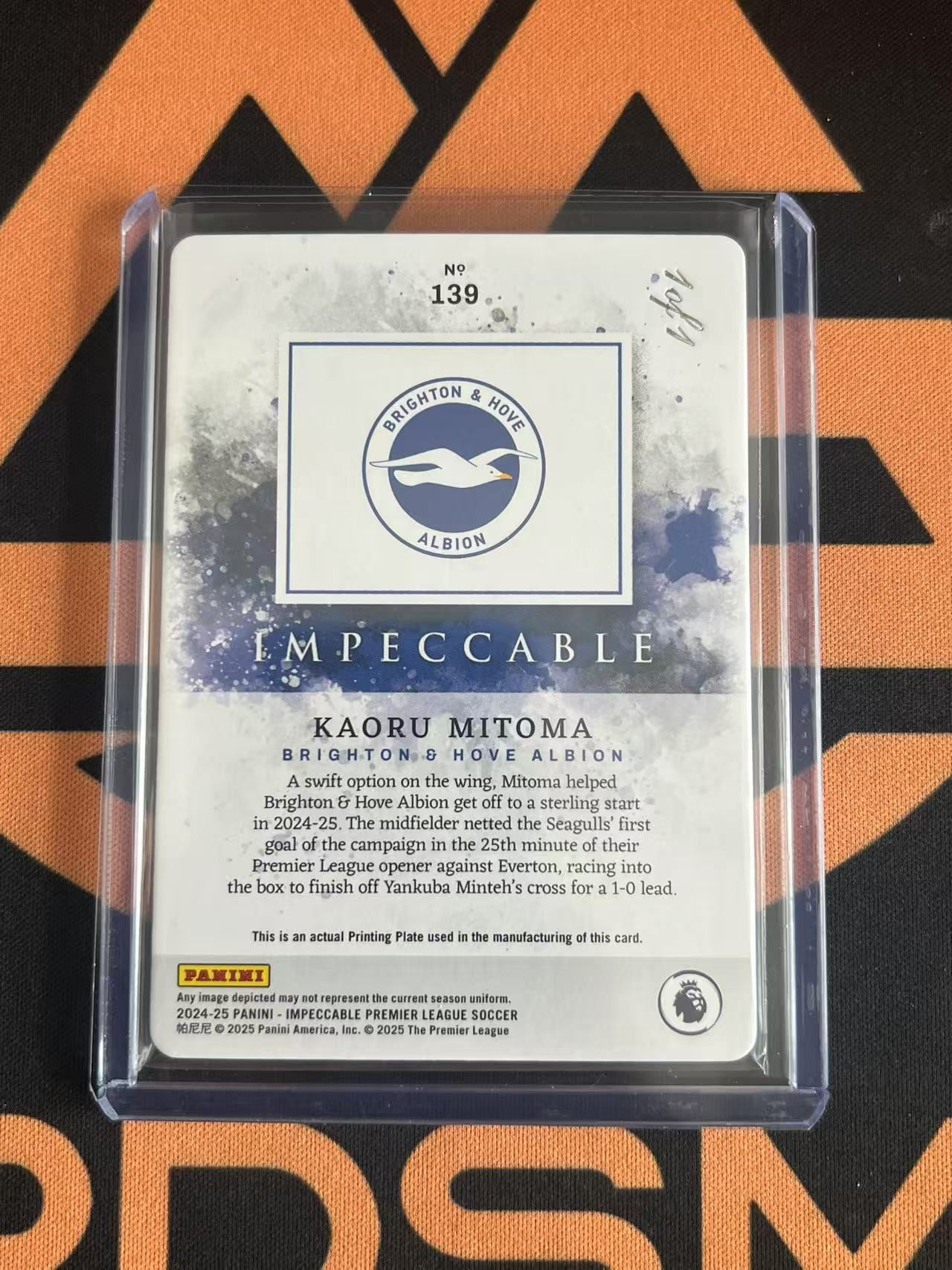2024-25 Panini Impeccable Kaoru Mitoma 【卡匠预付】小真金 布莱顿 三笘薫 印刷版 1/1 1 of 1 ...