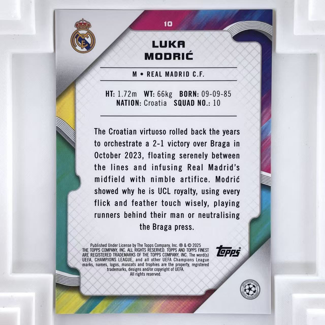 D* 2024-25 Topps Finest Luka Modric 卢卡 莫德里奇 3/5编 红折 折射 魔笛 皇马 克罗地亚 欧冠 轻印 ...