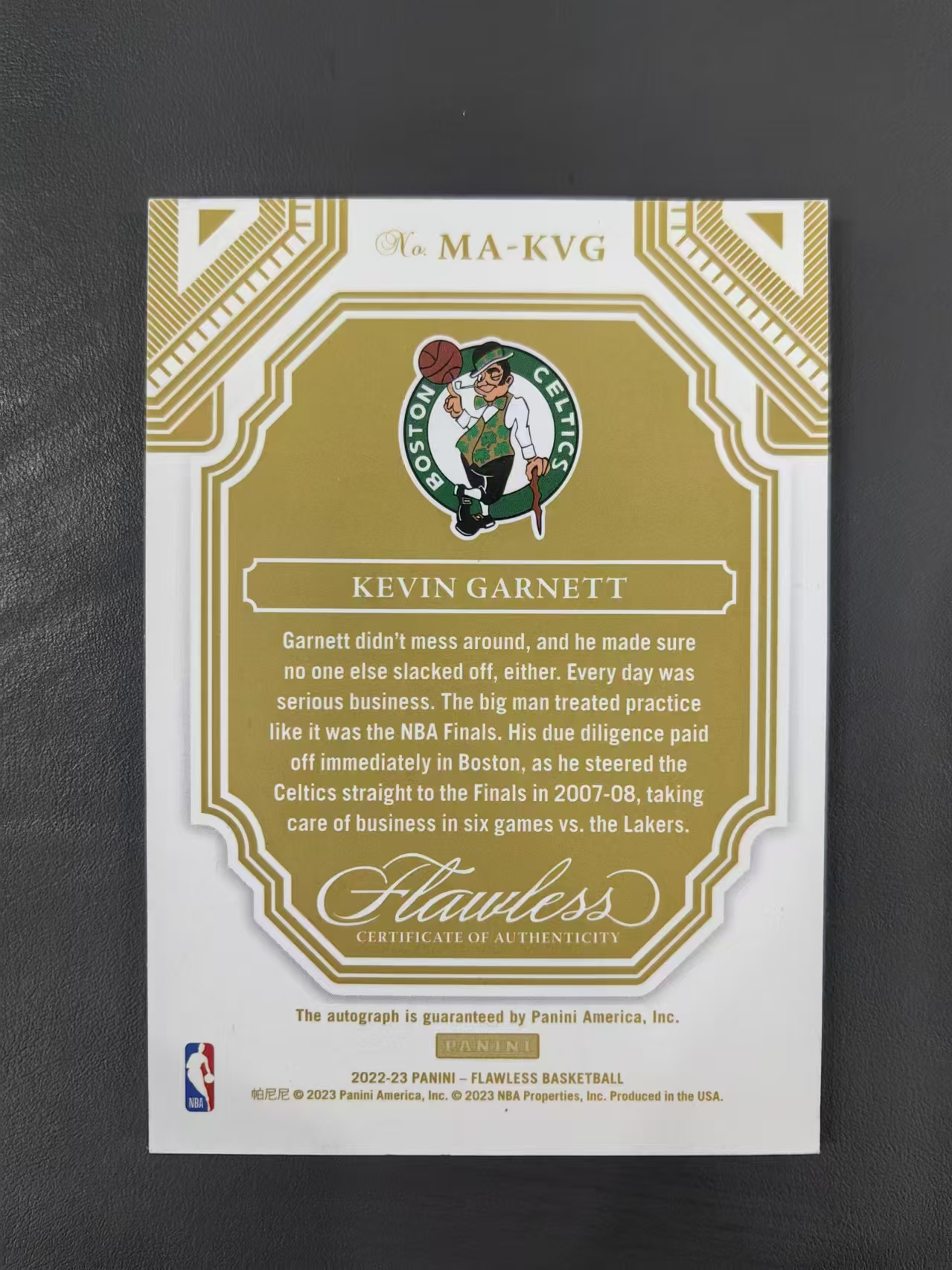 2022-23 Panini Flawless Kevin Garnett 手提 凯尔特人 狼王 KG 凯文加内特 6/8编 超低编 关键时刻 ...