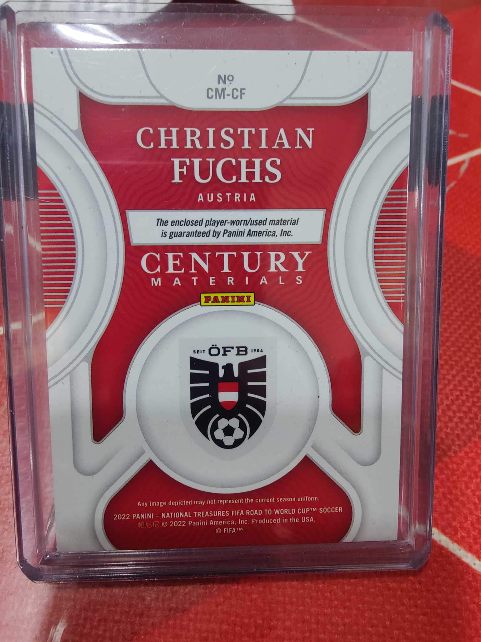 2022 Panini National Treasures Christian Fuchs 福克斯 奥地利 5/5编 超低尾编 球衣 物料 ...