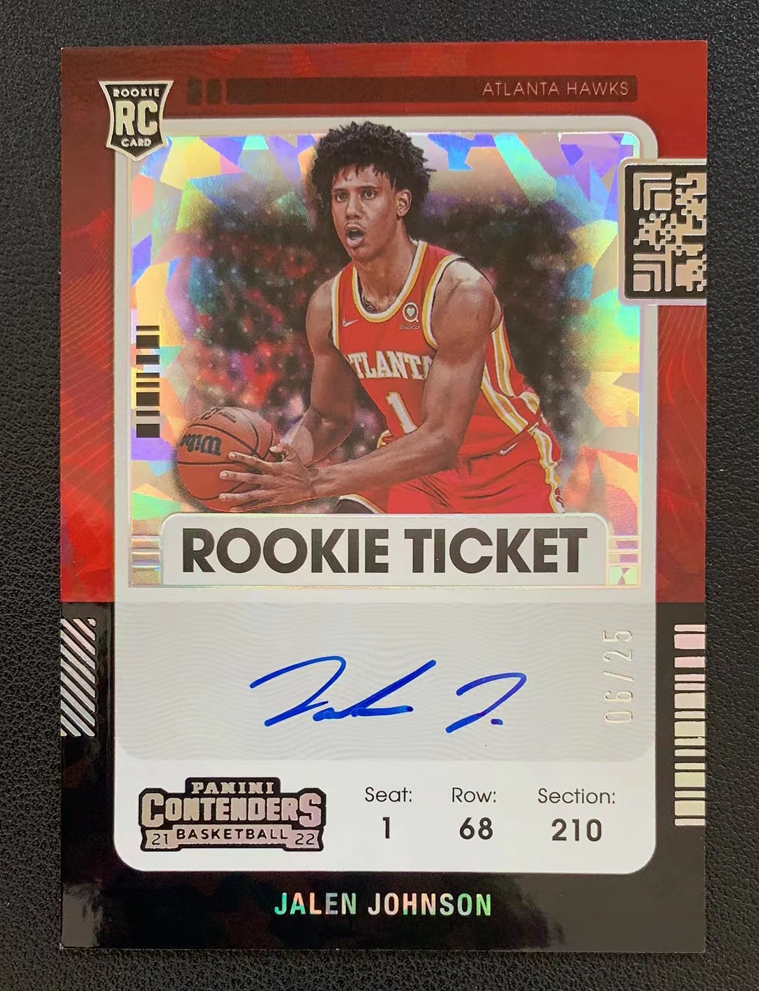 2021-22 Panini Donruss Jalen Johnson RC 球票 新秀 老鹰 杰伦约翰逊 变化版 签字卡 25编 碎冰折【热总】31【超新星代卖】A 卡淘