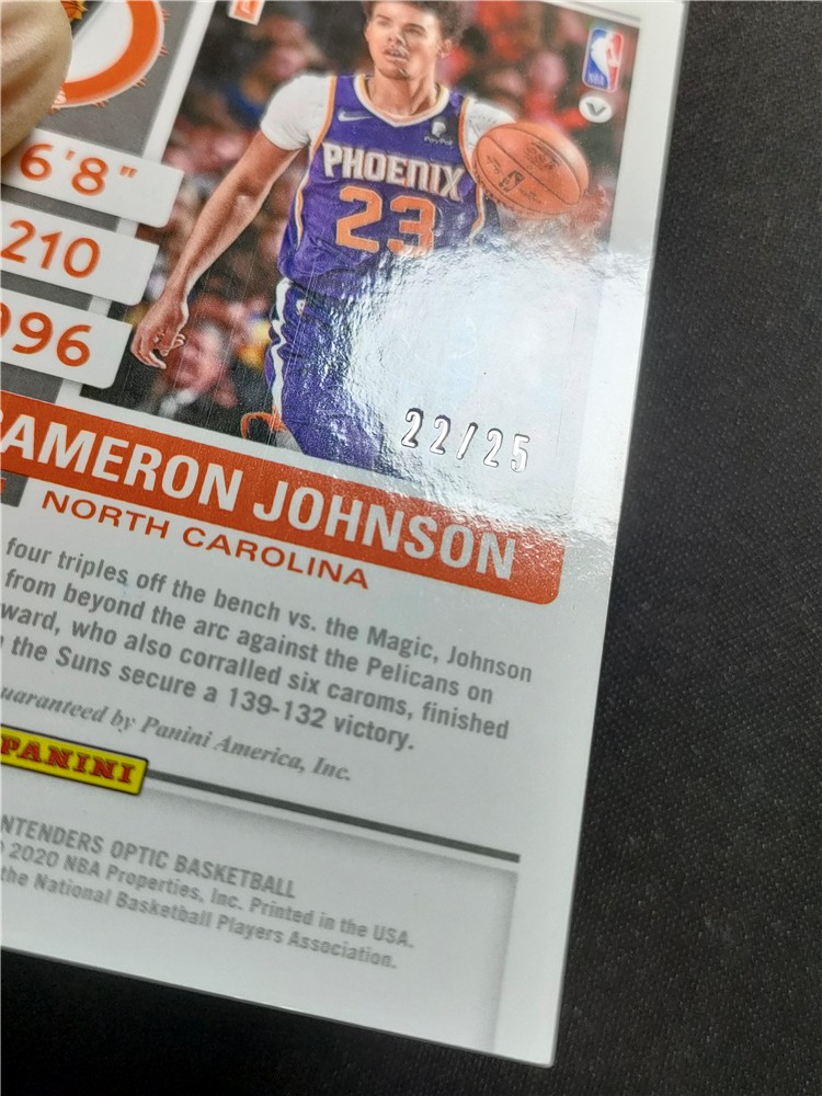 【LA拍卖】19-20 Panini Contenders Optic Cameron Johnson 球票折射 新秀RC 卡梅隆 约翰逊 ...