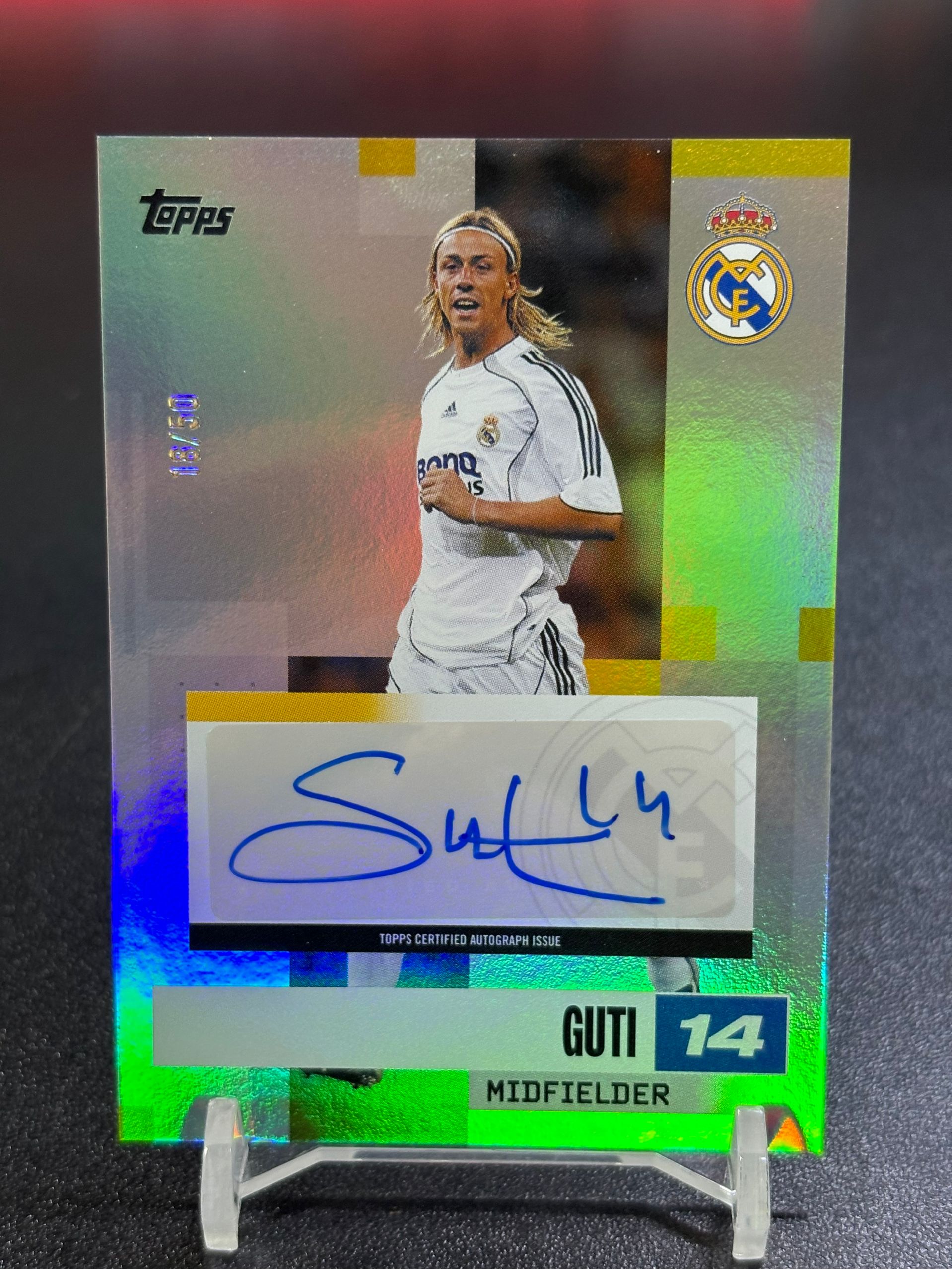 【浩行拍卖 截标预付82%】2025 topps fc guti 皇马队盒 皇家马德里 古蒂 折射 签字 18/50编 瑕疵看图 专收必备「 ...