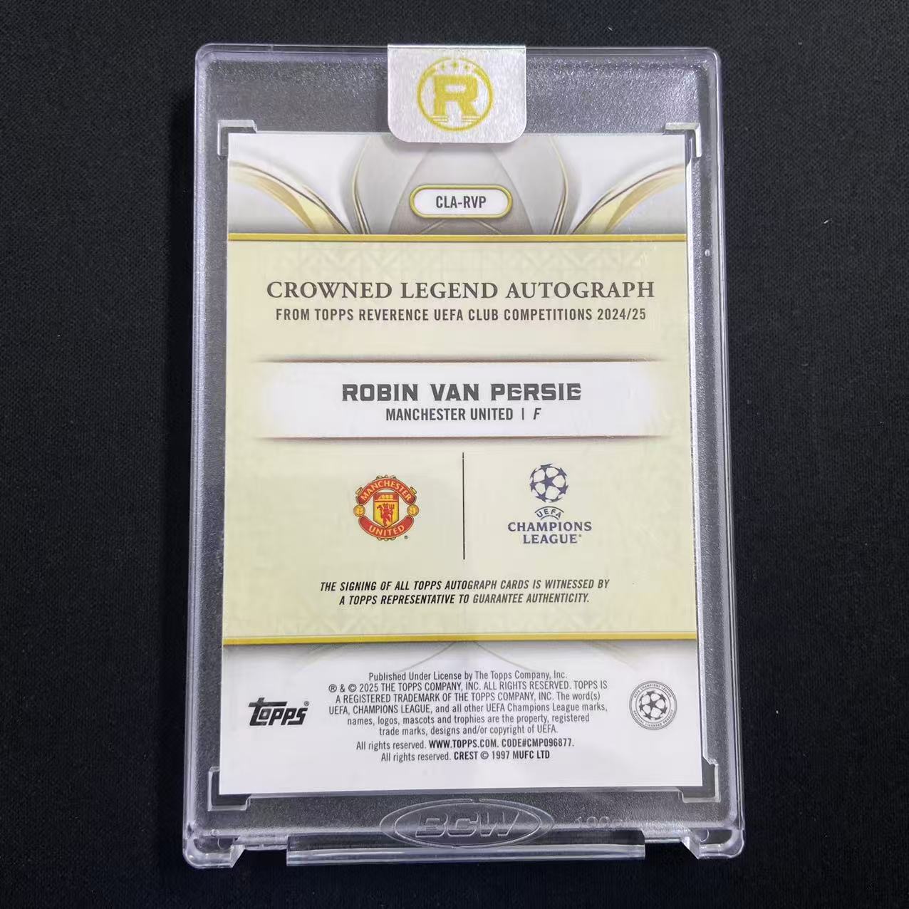 2025 Topps 欧战 Reverence 尊崇 尊耀元年 Robin van Persie 大将军 范佩西 皇冠传奇签字 紫平行 曼联 ...