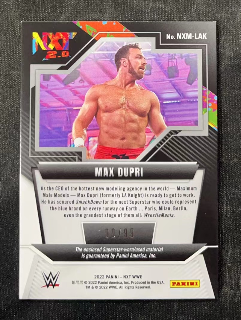 【长安代卖】2022 Panini NXT WWE Max Dupri 马克斯杜普里 LA骑士 小窗物料 红平行 90/99编 实卡好看 收藏 ...