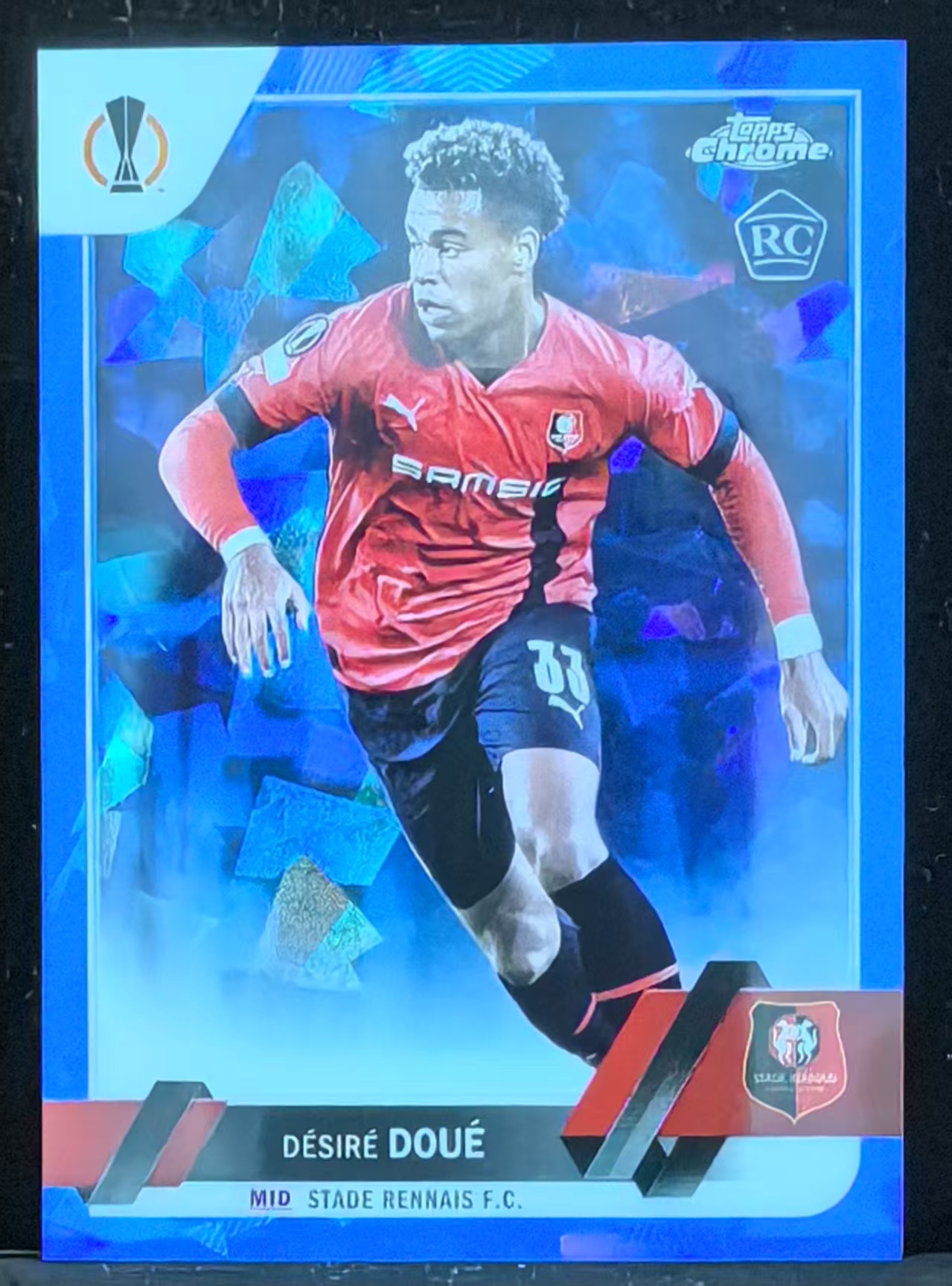 2023 Topps 欧冠 chrome 蓝宝石 Désiré Doué RC 杜埃 蓝宝石正base 大热新秀 雷恩 巴黎圣日耳曼 法国 卡淘