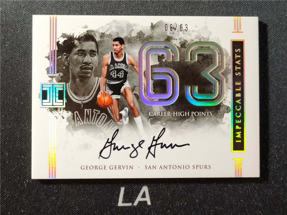 【LA拍卖】16-17 Panini Impeccable George Gervin 小真金 乔治 格文 冰人 马刺名宿 Stats ...