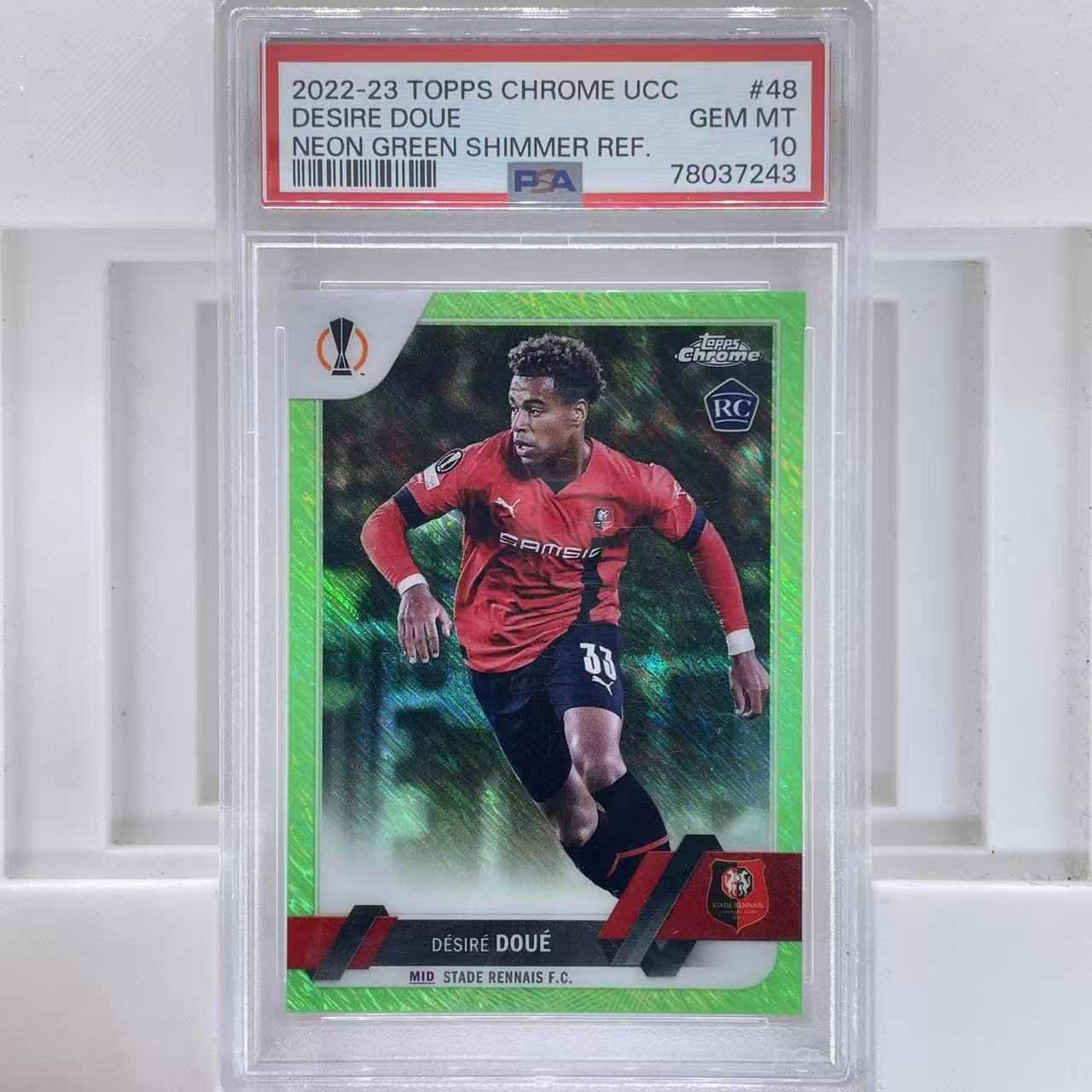 V+ 2022-23 Topps Chrome UCC Desire Doue RC PSA10 欧冠TC 法国 雷恩 巴黎 杜埃 新秀 ...