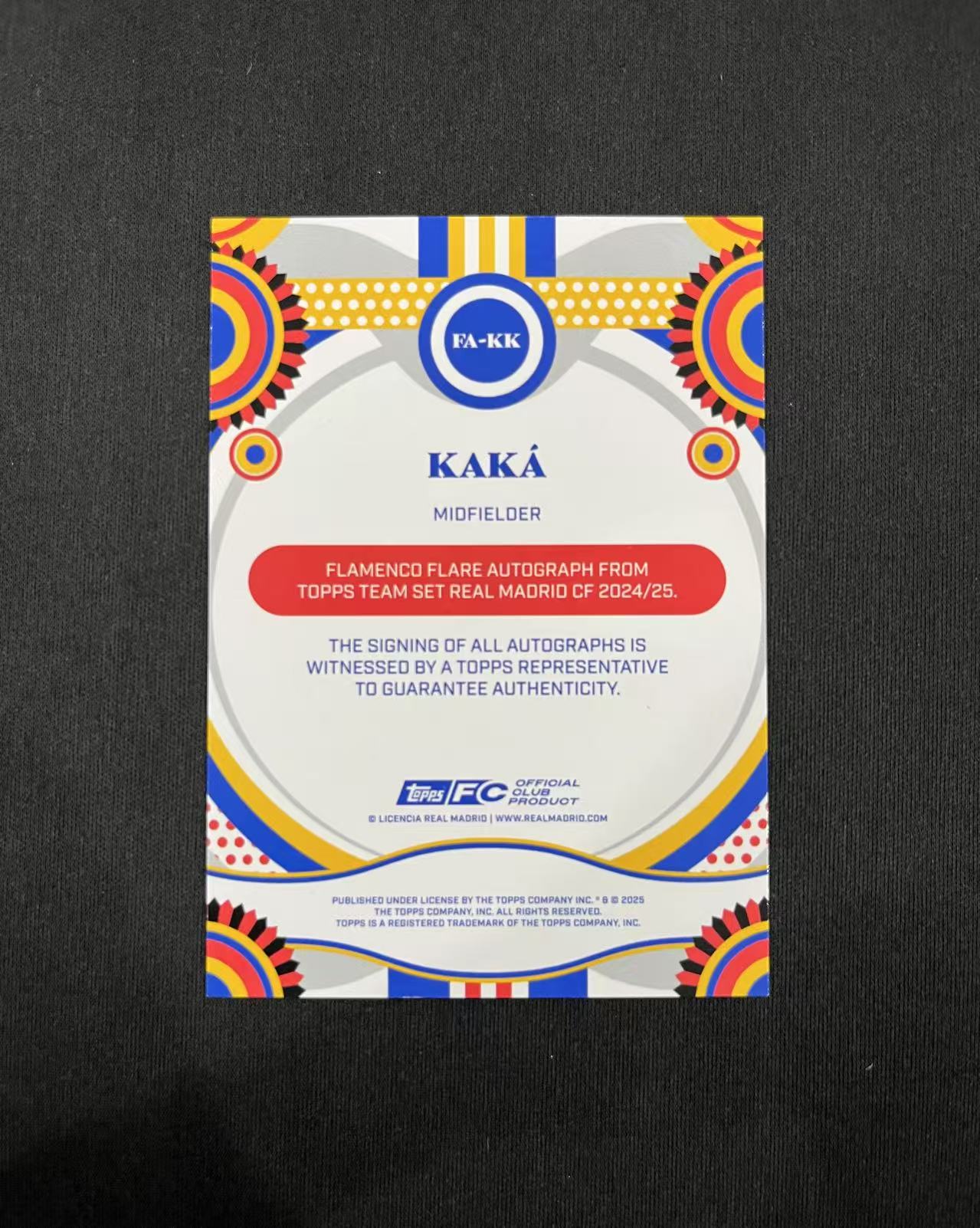 【长安代卖 截标预付80%】2024-25 Topps Teamset 队盒 皇马 皇家马德里 Kaka 风之子 卡卡 金折签字 23/50编 ...