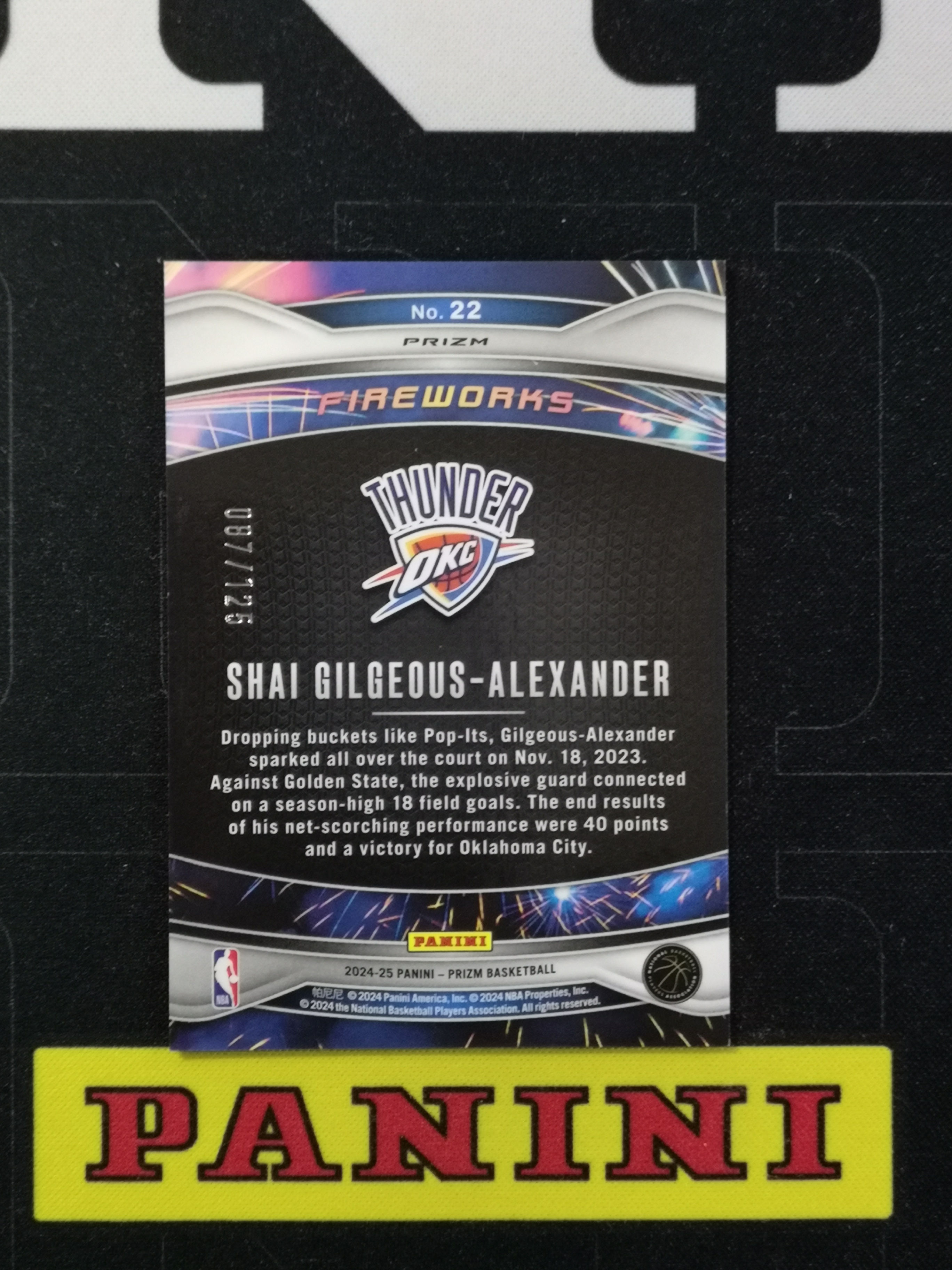 【皮猴代拍】2024-25 Panini Prizm Shai Gilgeous-Alexander 雷霆 SGA 亚历山大 087/125编 ...