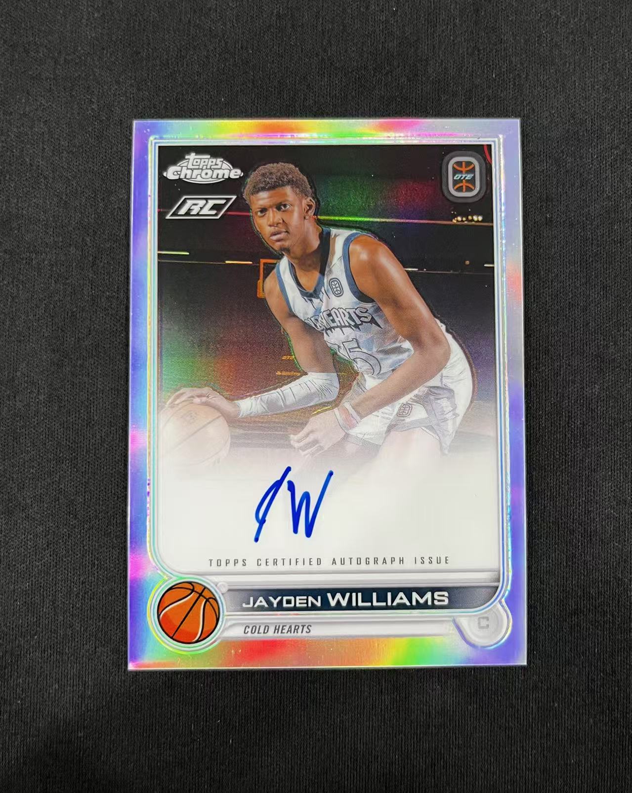 【长安代卖 截标预付80%】2022-23 Topps Chrome TC OTE 新秀RC Jayden Williams 杰登威廉姆斯 新秀银折签字【GOK】（S）（U） 卡淘