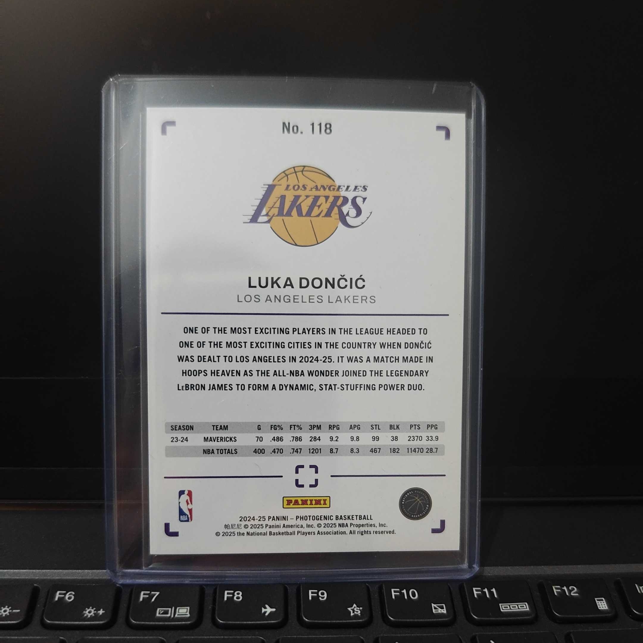 2024-25 Panini Photogenic Luka Doncic NBA 上镜 湖人 卢卡 东契奇 银折 99编 折射 精美选图 卡 ...