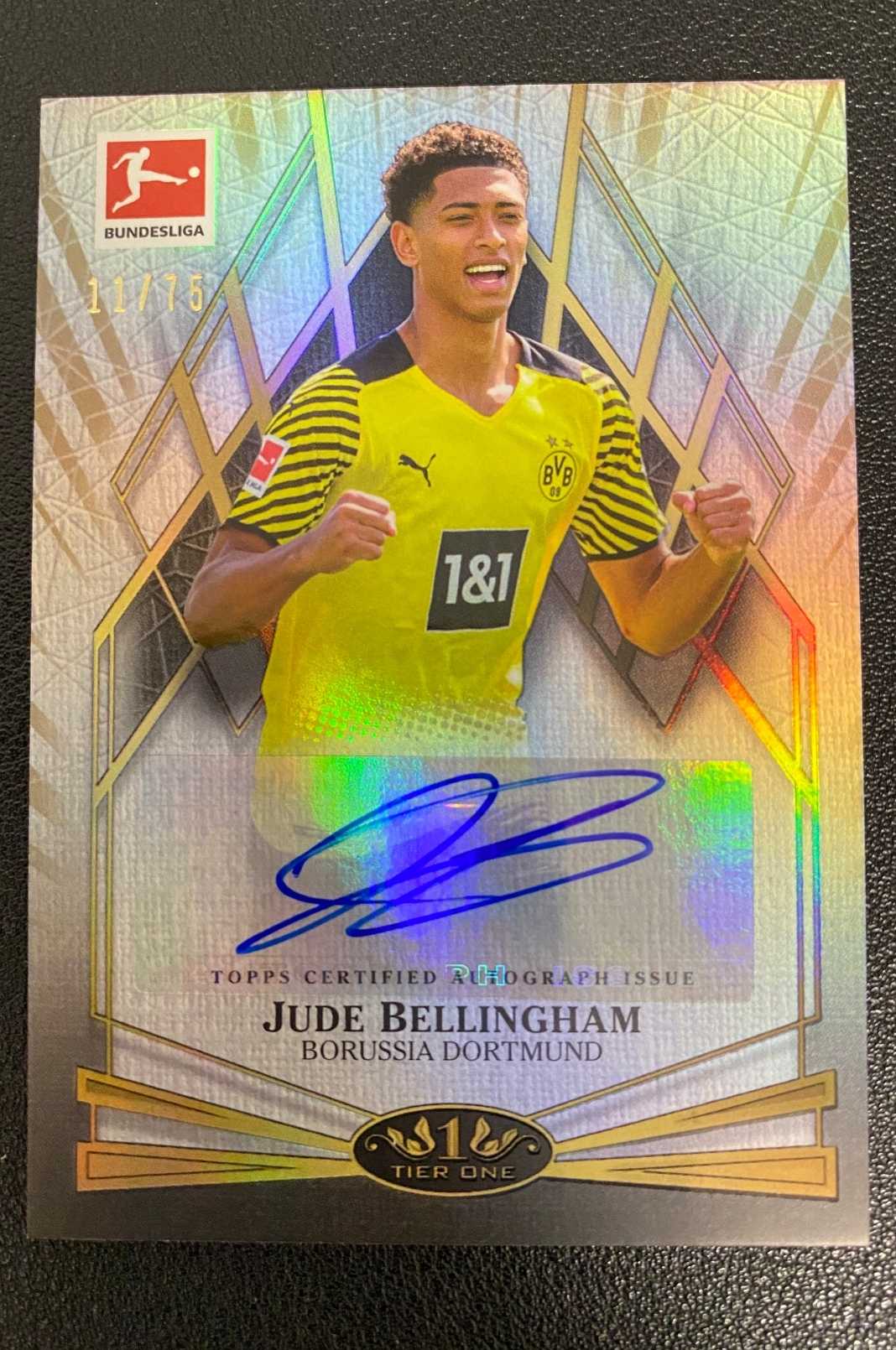 2022 Topps Tier One Jude Bellingham 德甲 多特蒙德 贝林厄姆 young gold 签字11/75编 转会 ...