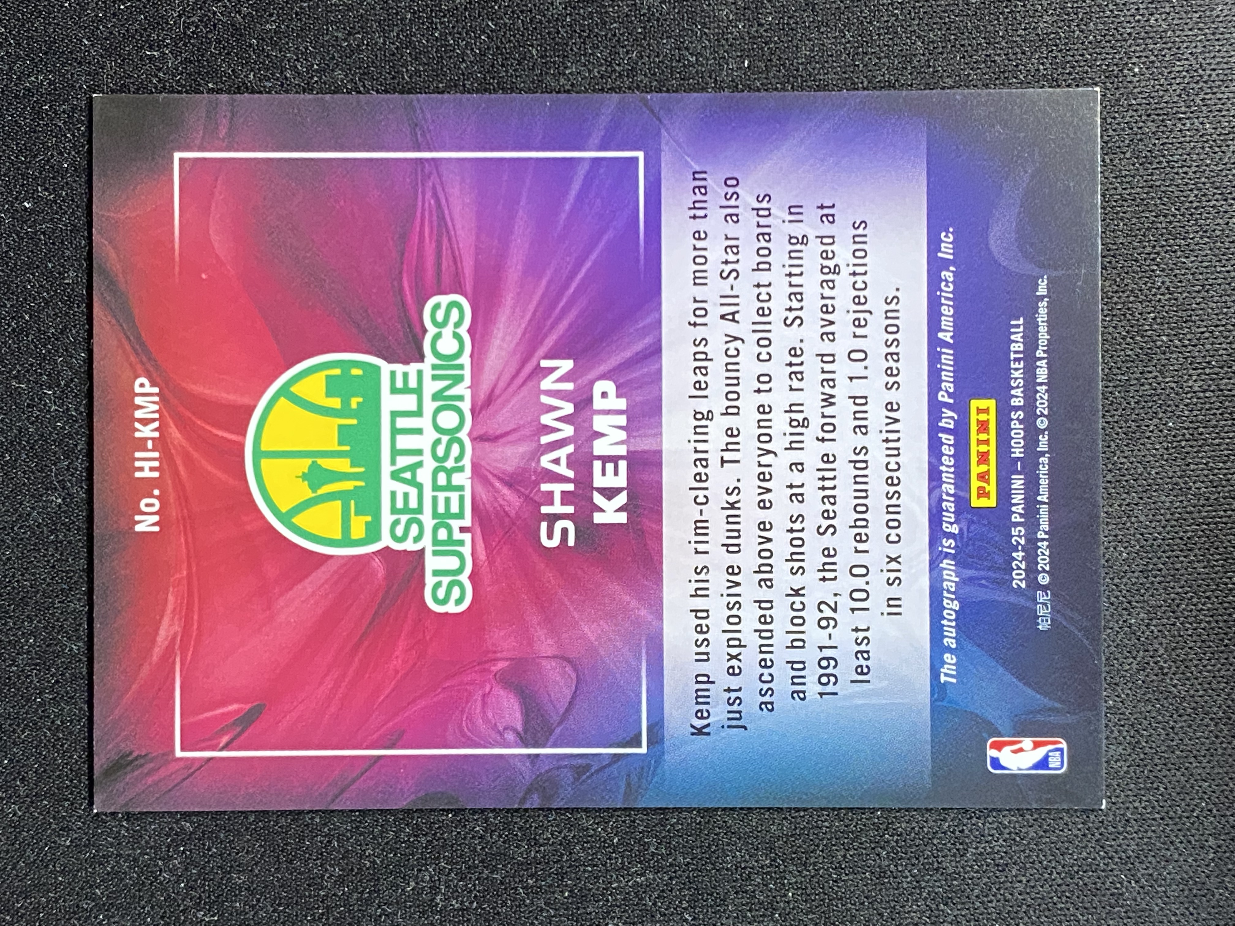 2024-25 Panini Hoops Shawn Kemp 超音速 肖恩 坎普 雨人 银折 折射 INK签 签字 签名 专收必备 卡品如图 ...