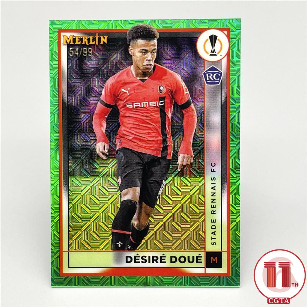 【CGTA越秀山】2022-23 Topps 欧冠 梅林Merlin Chrome 雷恩 杜埃 RC新秀 54/99编 绿mojo折base #133 法国 巴黎 Desire Doue ...