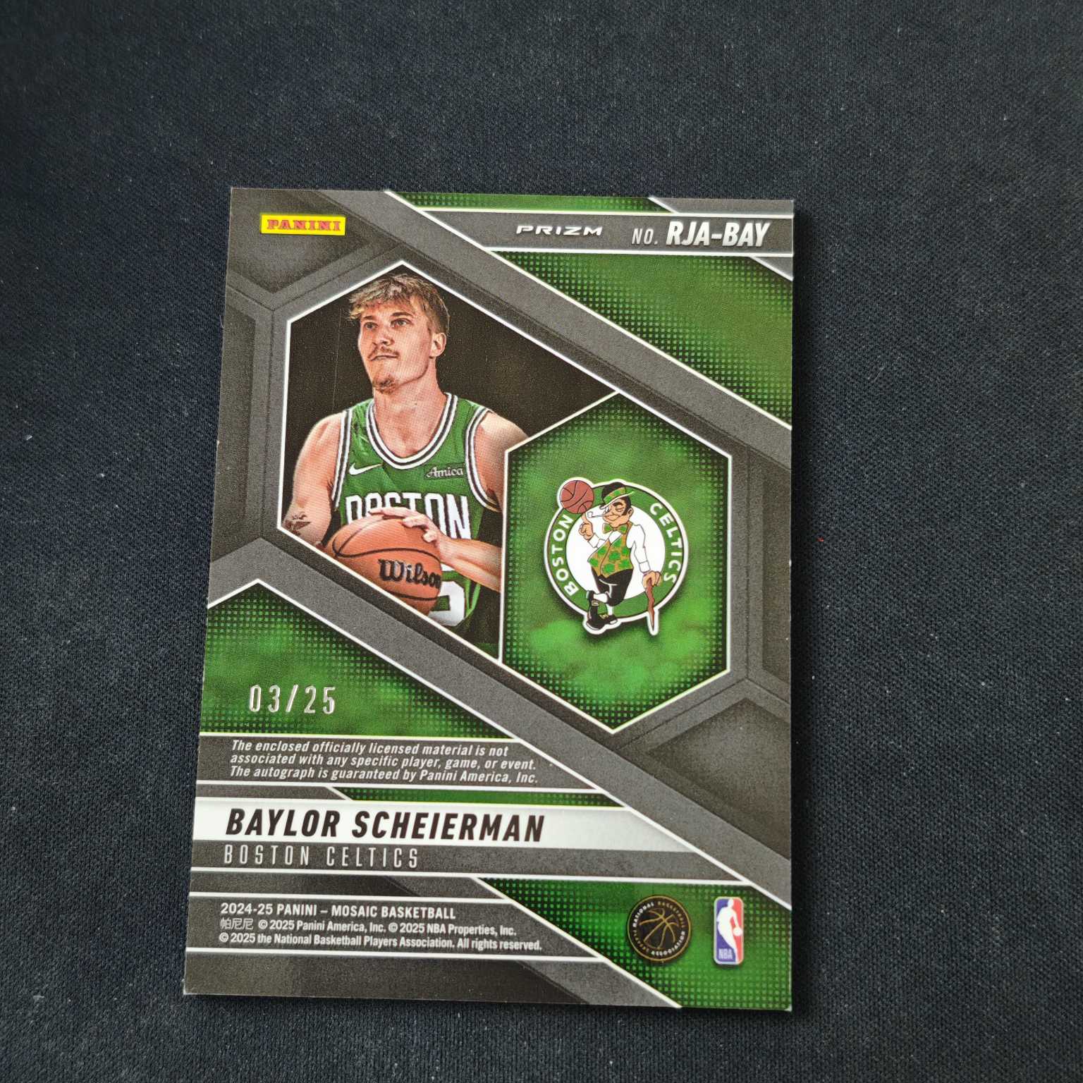 2024-25 Panini Mosaic Baylor Scheierman RC 贝勒 萨伊尔曼 新秀 马赛克 rpa 签字 25编 暴力 ...