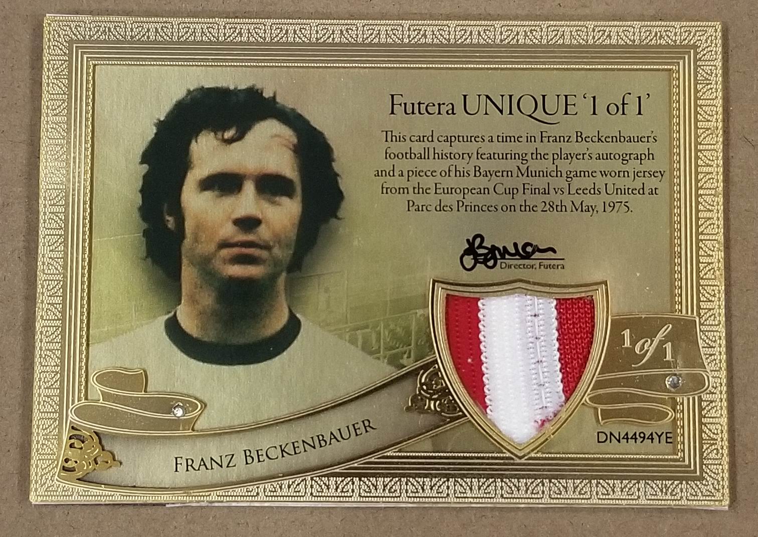 2014 Futera Futera Unique Franz Beckenbauer 贝肯鲍尔 1/1 PATCH签名 福特拉顶级卡 足球皇帝 卡淘