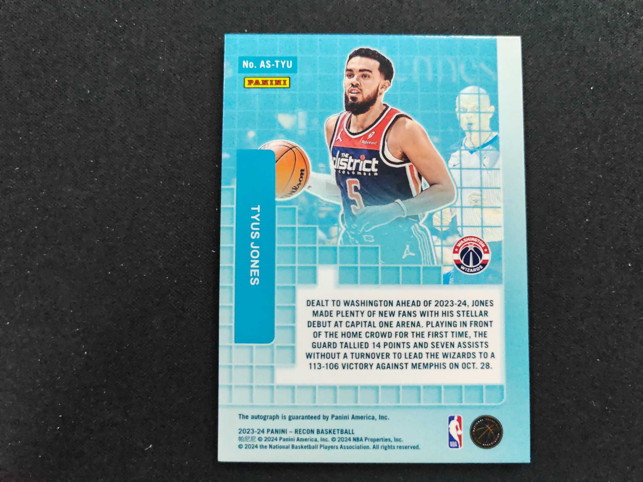 2023-24 Panini Recon Tyus Jones SC球星卡 奇才 泰尔斯琼斯 签字 49编 卡品如图收藏必备（面包） 卡淘