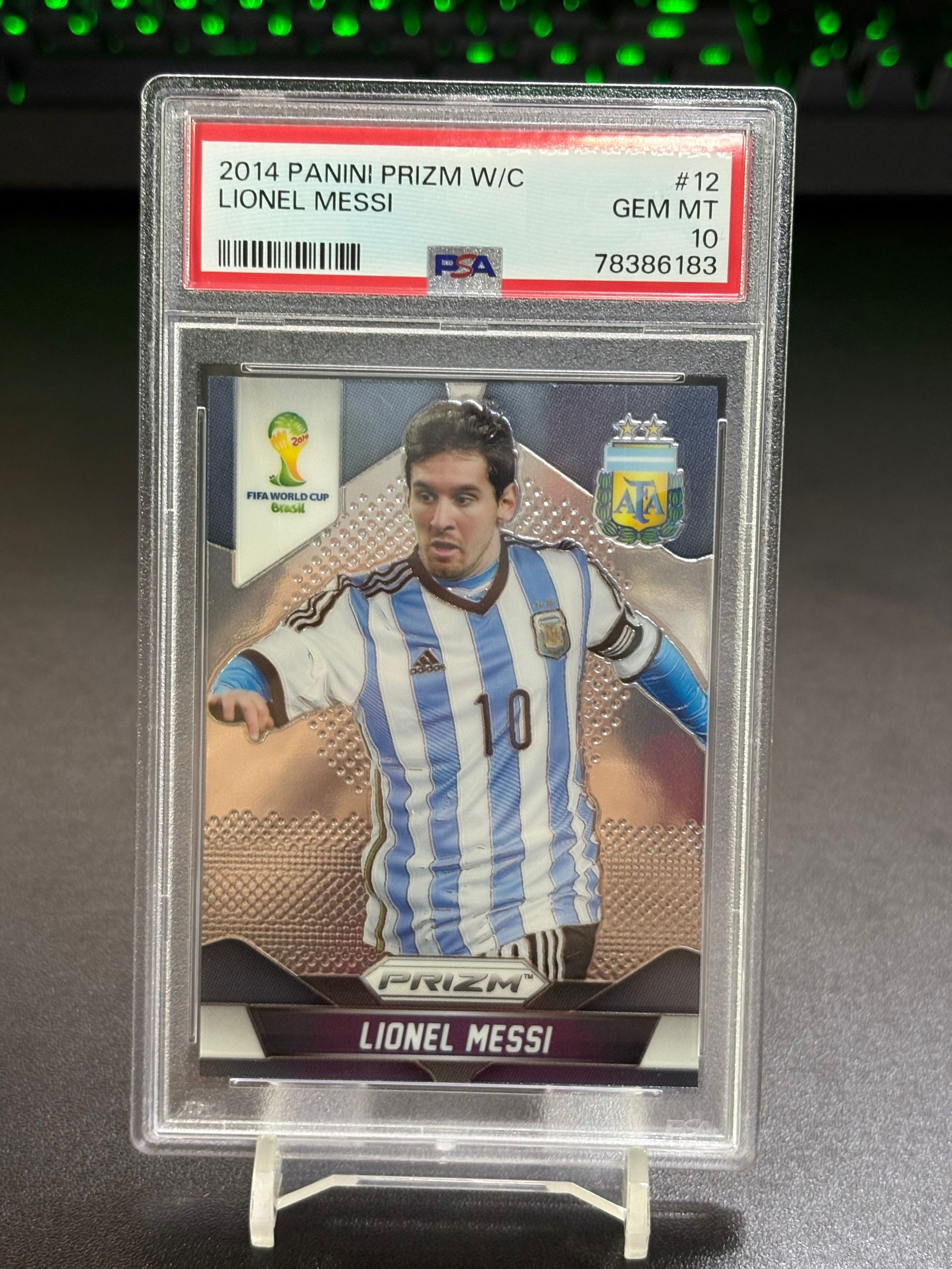 【浩行拍卖 截标预付82%】2014 panini prizm lionel messi 世界杯 阿根廷 梅西 球王 psa10 评级 专收必备「边际」0602D04鍾 卡淘