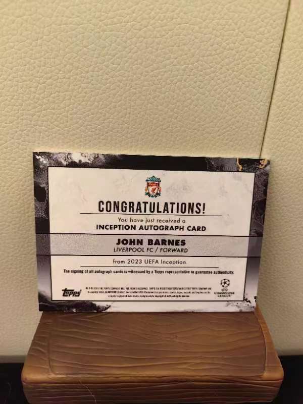 2022-23 Topps inception John Barnes 盗梦 利物浦名宿 约翰 巴恩斯 1/1 卡签 金笔签 卡片如图 收藏必备 卡淘
