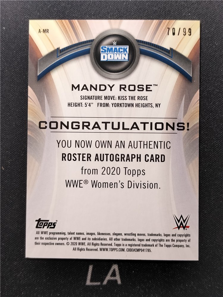 【LA拍卖】2020 Topps WWE Women's Division Mandy Rose 女子摔角 曼迪 罗丝 NXT女子冠军 新任 ...
