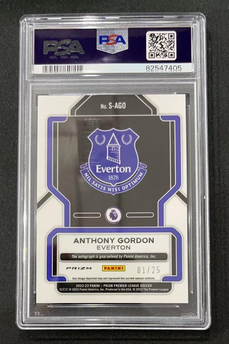 【长安代卖】2022-23 Panini Prizm Anthony Gordon 英超PZ 埃弗顿 安东尼戈登 紫折签字 01/25编 首编 ...