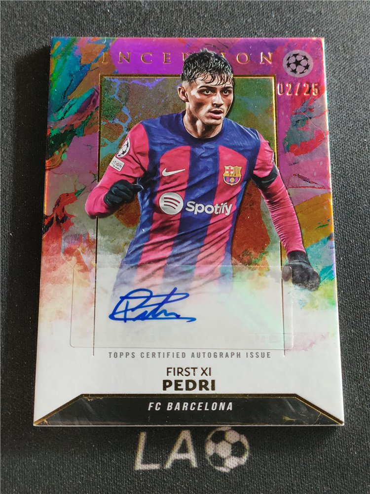 【LA足球】2023-24 Topps Inception 欧战 盗梦空间 Pedri 巴萨 巴塞罗那 佩德里 西班牙 25编 紫折 签字卡 ...