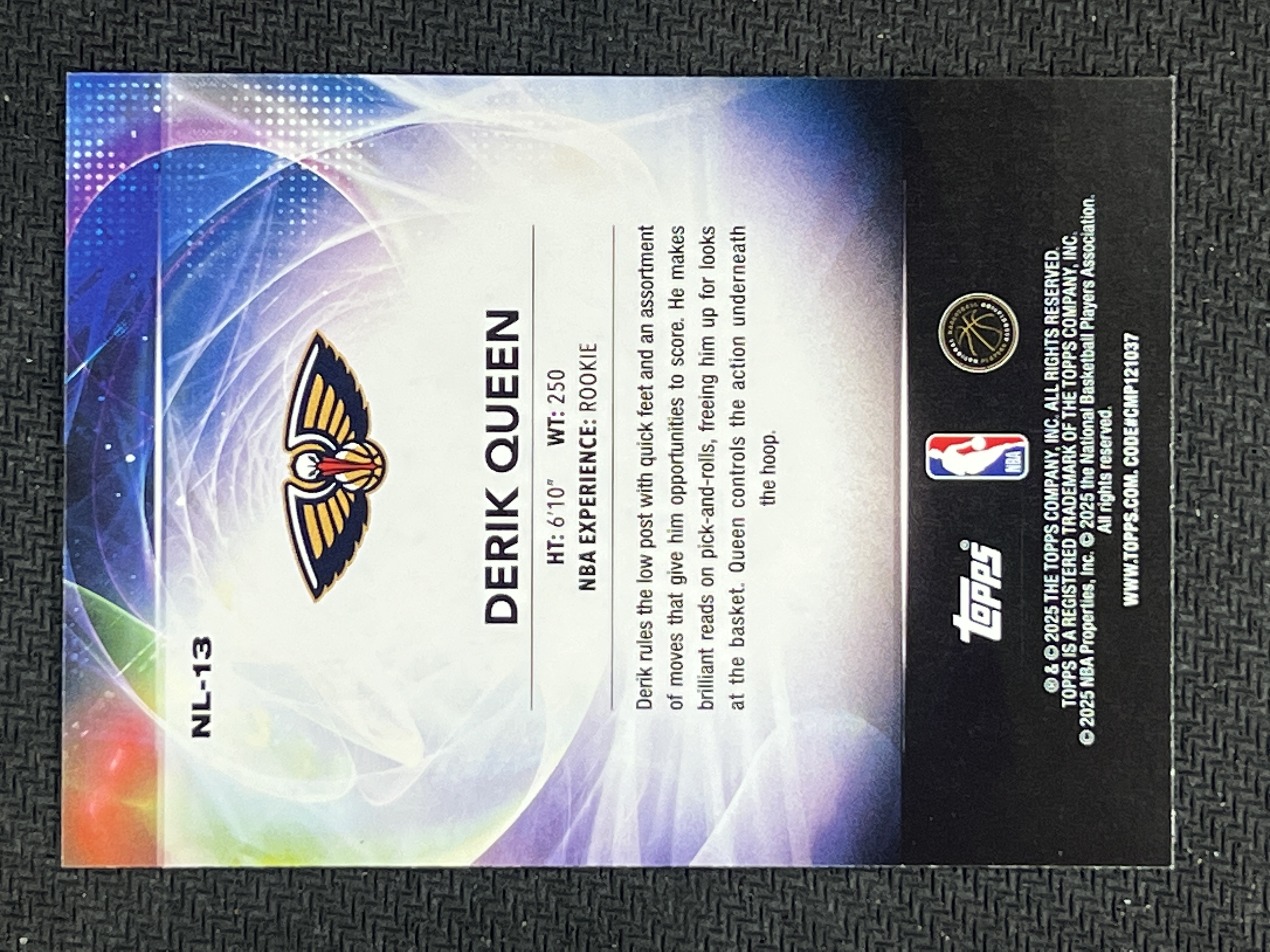 2025-26 Topps Flagship Derik Queen RC 【禄卡拍卖】德里克 奎因 新秀 No Limit特卡 蓝折 150 ...