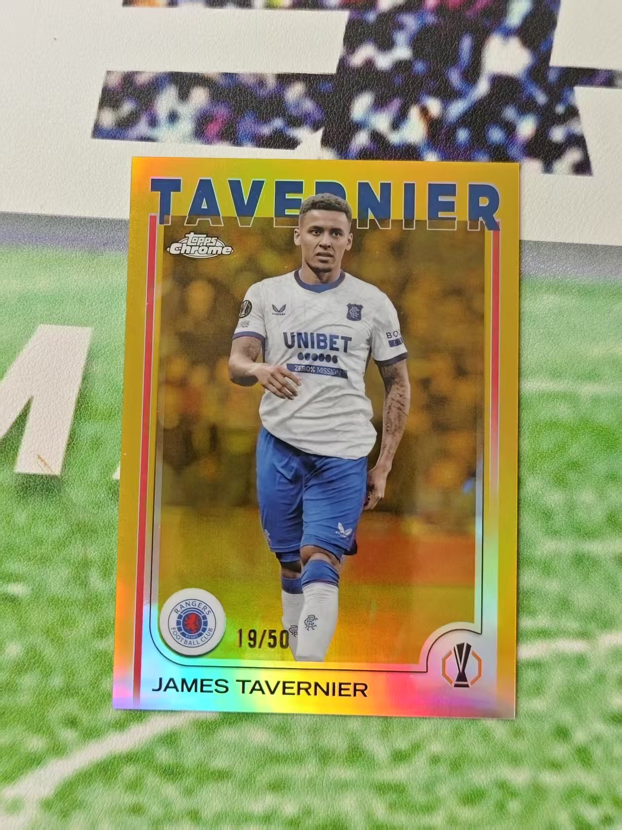 2025 Topps chrome James Tavernier TC 欧冠 苏超 哥斯拉流浪者 詹姆斯·塔弗尼尔 金折 50编 nndd 卡淘