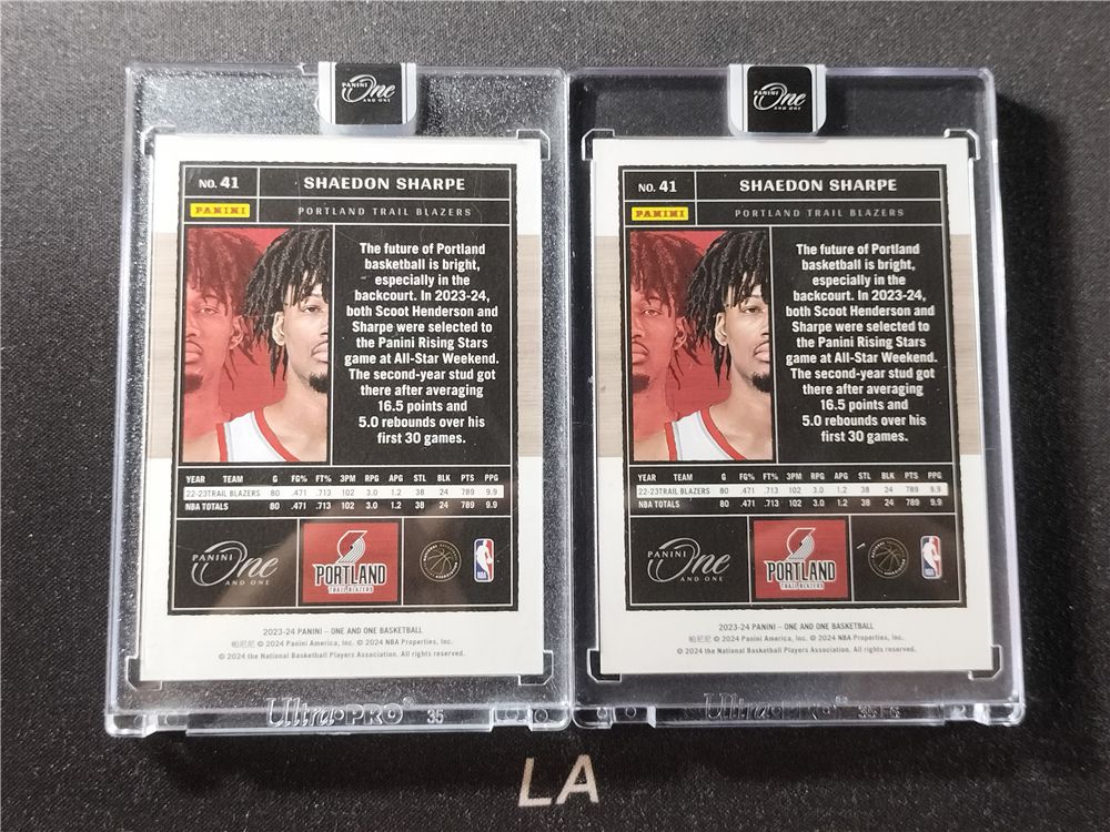 【LA拍卖】2023-24 Panini One And One Shaedon Sharpe 谢登 夏普 开拓者 银折 base 50/99 ...