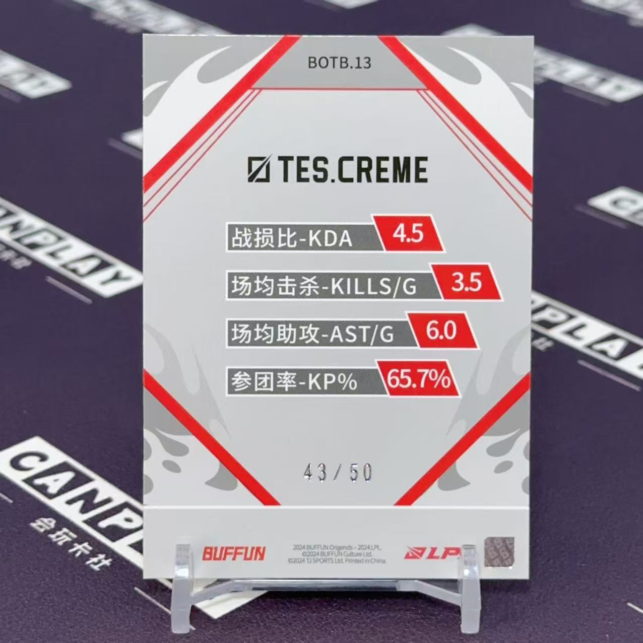 2024 Buffun LPL Creme 【会玩卡社】2024 Buffun 不凡玩品 英雄联盟 LPL选手卡 光启 TES CREME ...