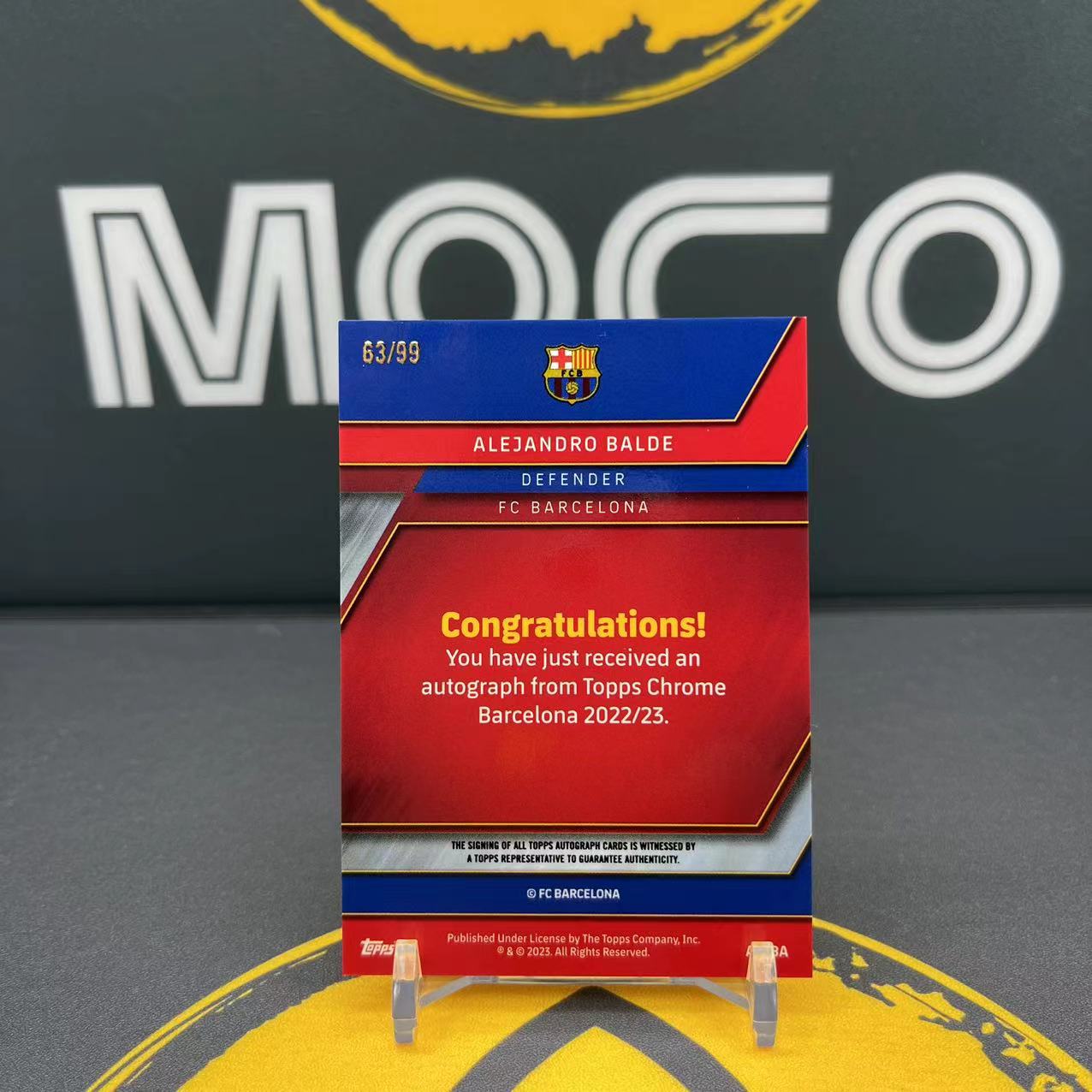 2023 Topps Chrome Alejandro Balde 【Moco拍卖】巴萨队盒 巴塞罗那 亚历杭德罗 巴尔德 签字 63/99编 黄棋盘折 收藏必备 拍前看描述【MKLEN ...