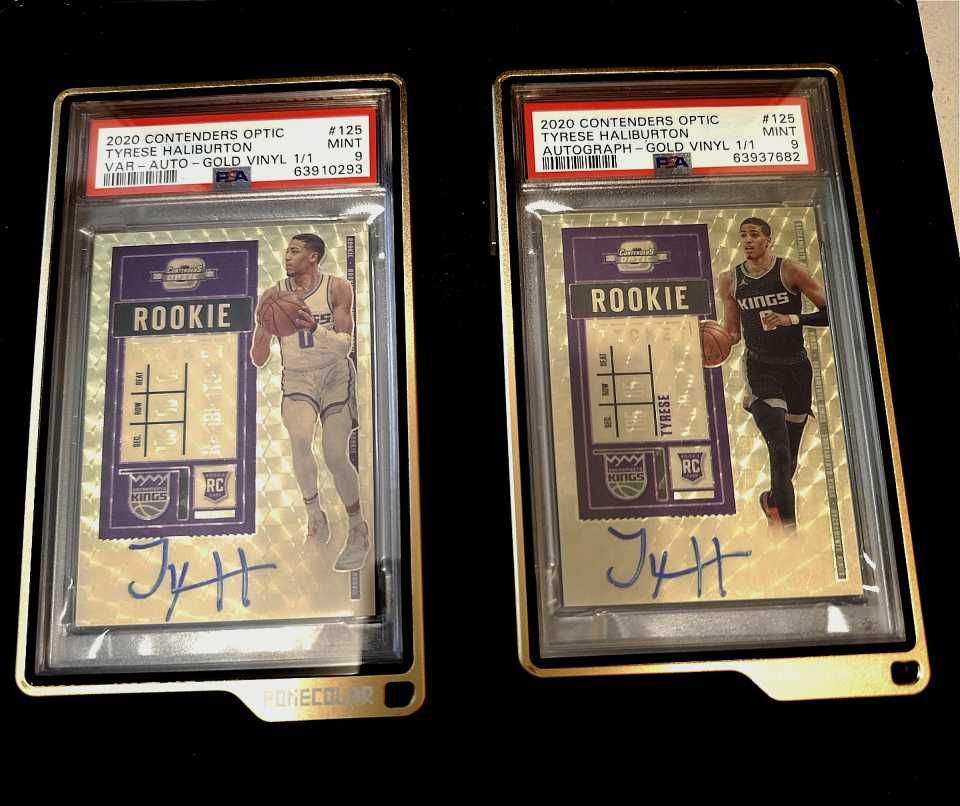 2020 Panini Contenders Optic Tyrese Haliburton RC 新秀哈利伯顿哈里伯顿爆金球票一对（正、变化 ...