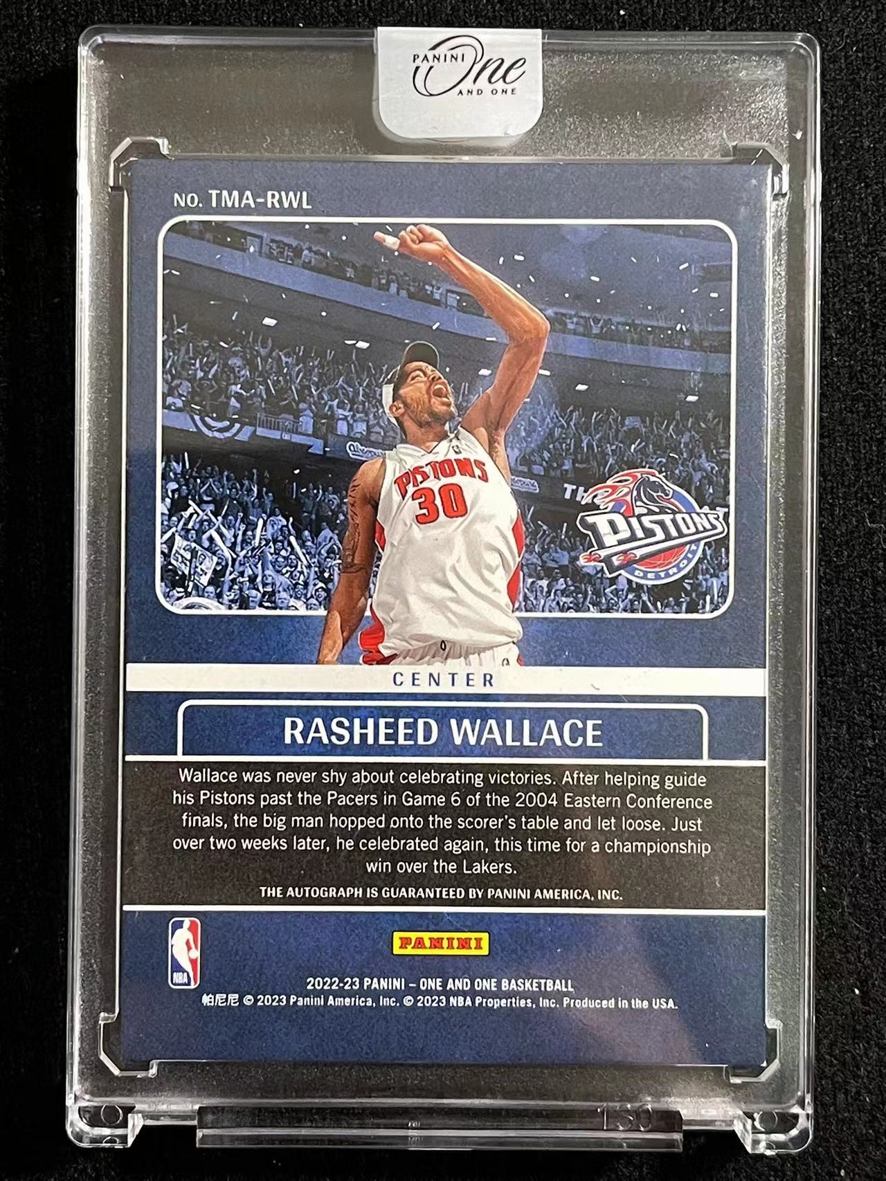 2022-23 Panini One and One Rasheed Wallace 【悦动】拉希德华莱士 怒吼天尊 27/35编 Timeless Mome 时刻 蓝平行 卡签 签字 卡片 ...