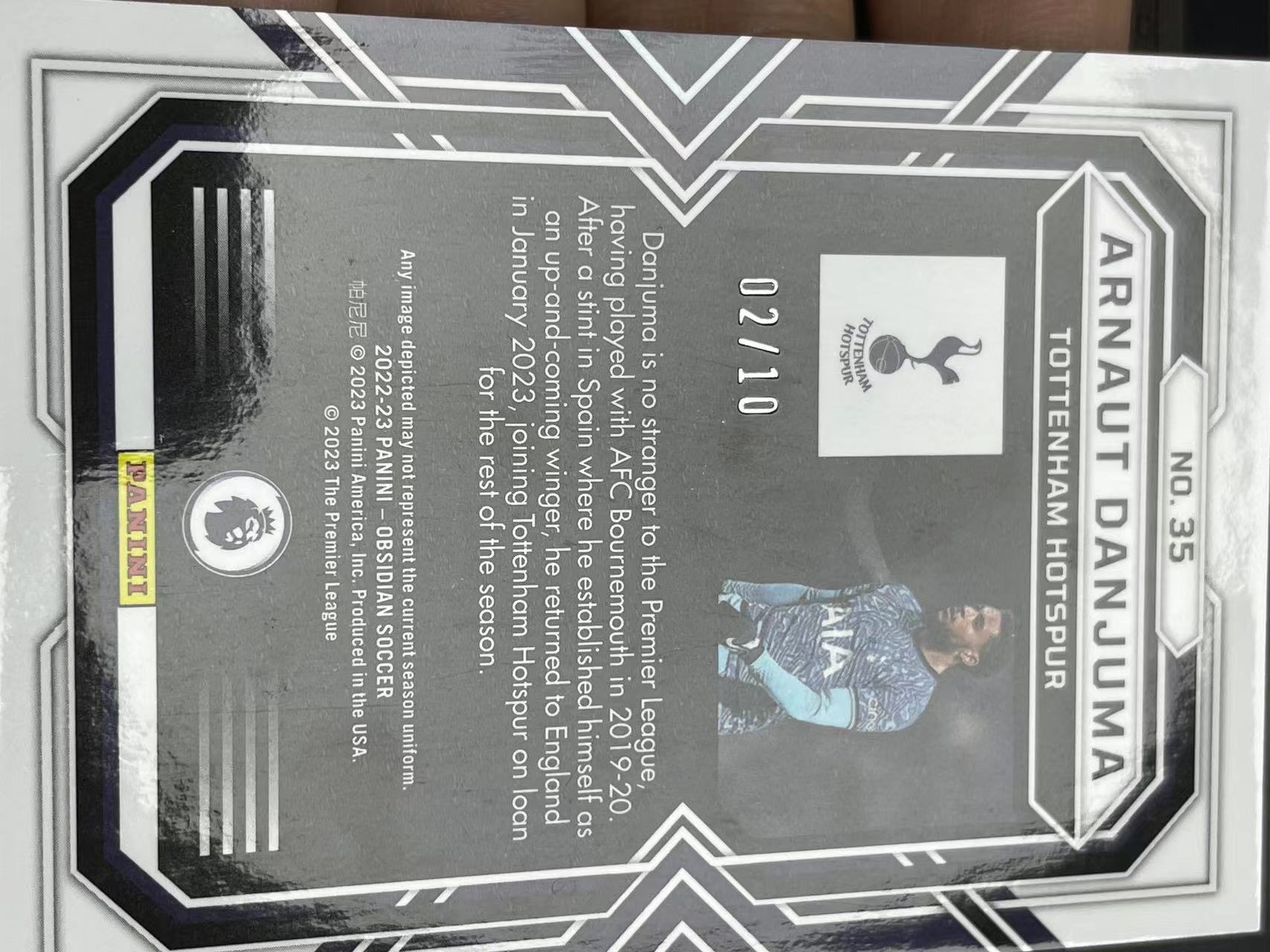 2022-23 Panini Obsidian Arnaut Danjuma 黑曜石 英超 热刺 阿诺特 丹朱马 折射 金折 02/10 瑕疵 ...