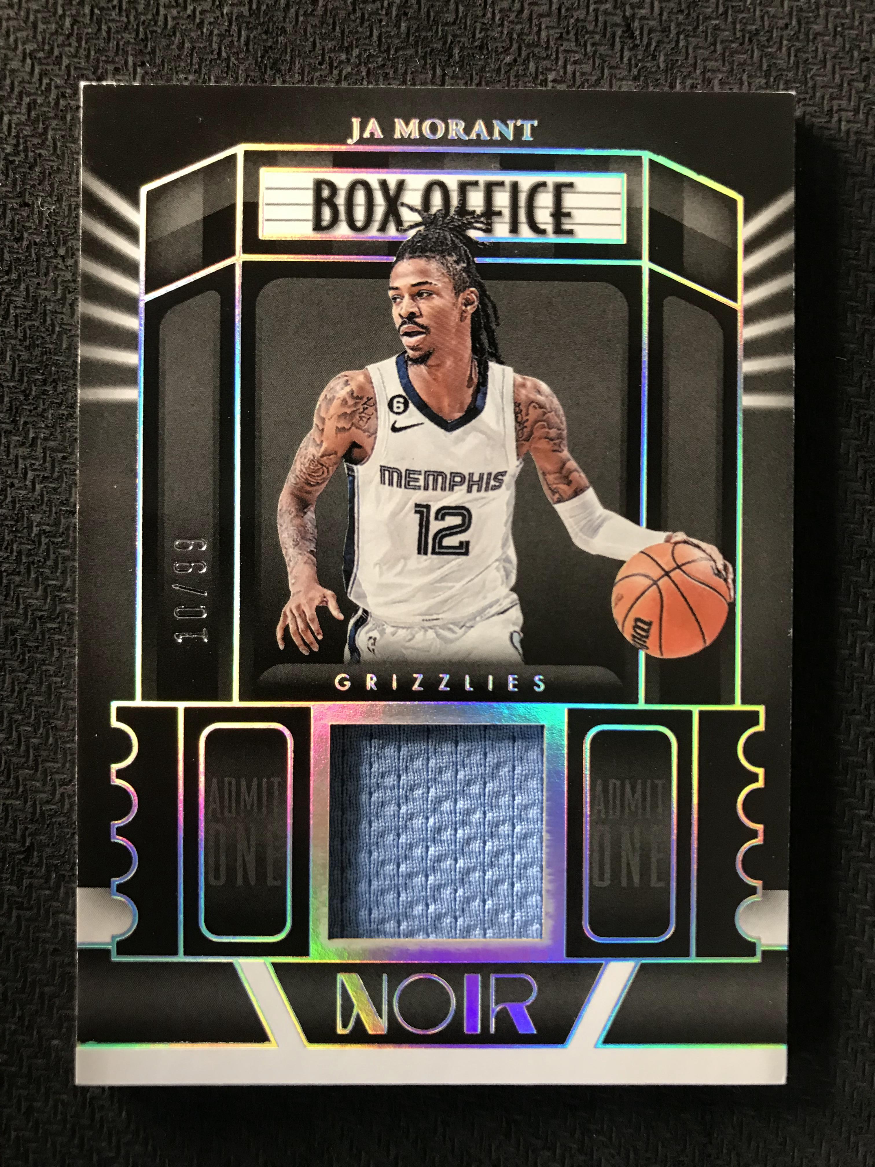 不累计【纸牌屋】2022-23 PANINI Noir系列 10/99编 Box Office 小窗球衣 灰熊 贾 莫兰特 Ja Morant ...
