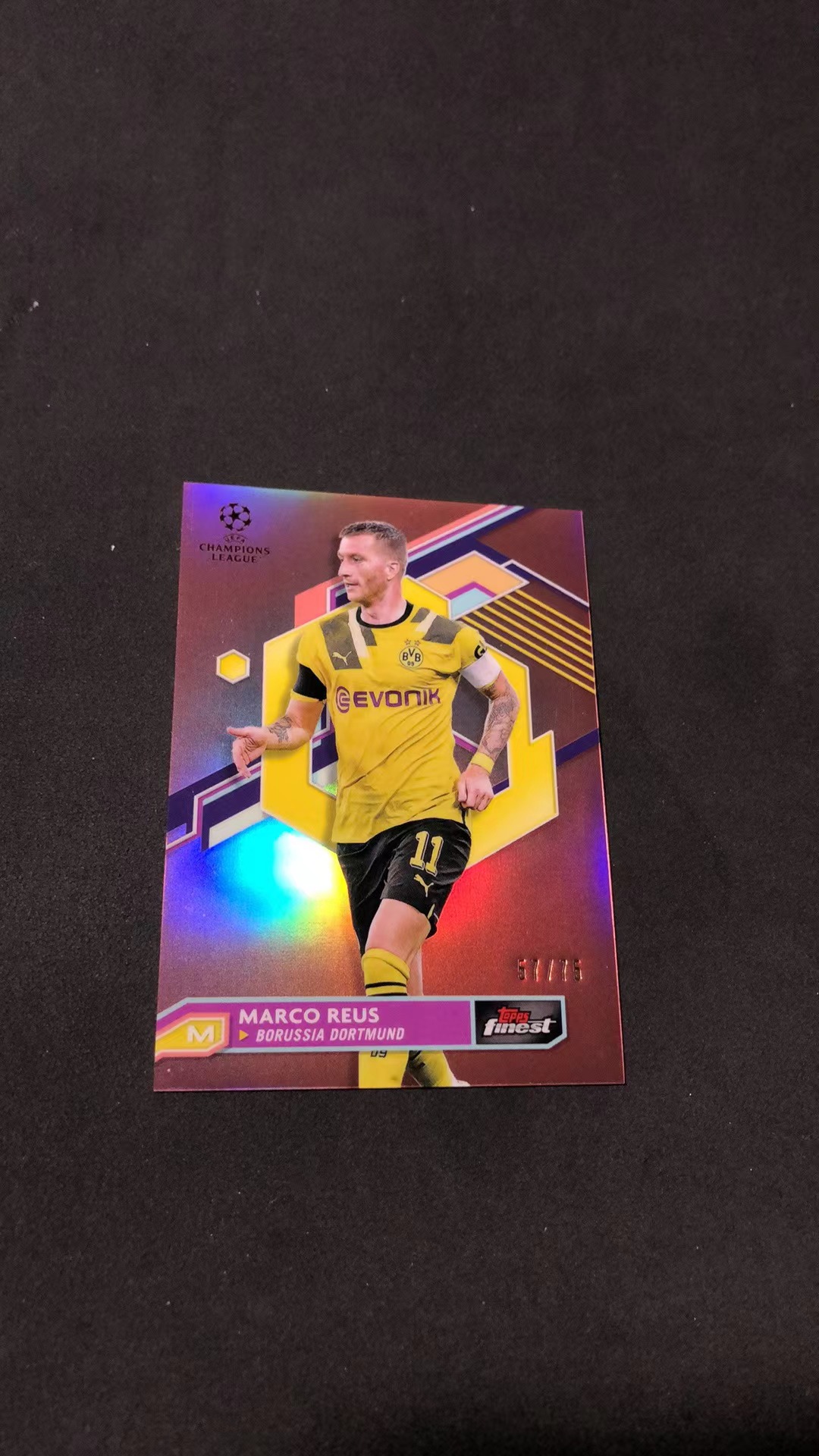2022-23 Topps Finest Marco Reus 欧冠UEFA 多特蒙德 罗伊斯 57/75编 铜折 梦煜 龙哥 卡淘