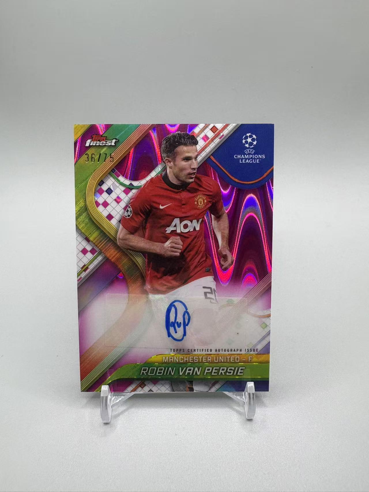 2024-25 Topps Finest Robin van Persie 【灰灰代拍】欧冠 finest 范佩西 /75编 签字 紫熔岩折 ...