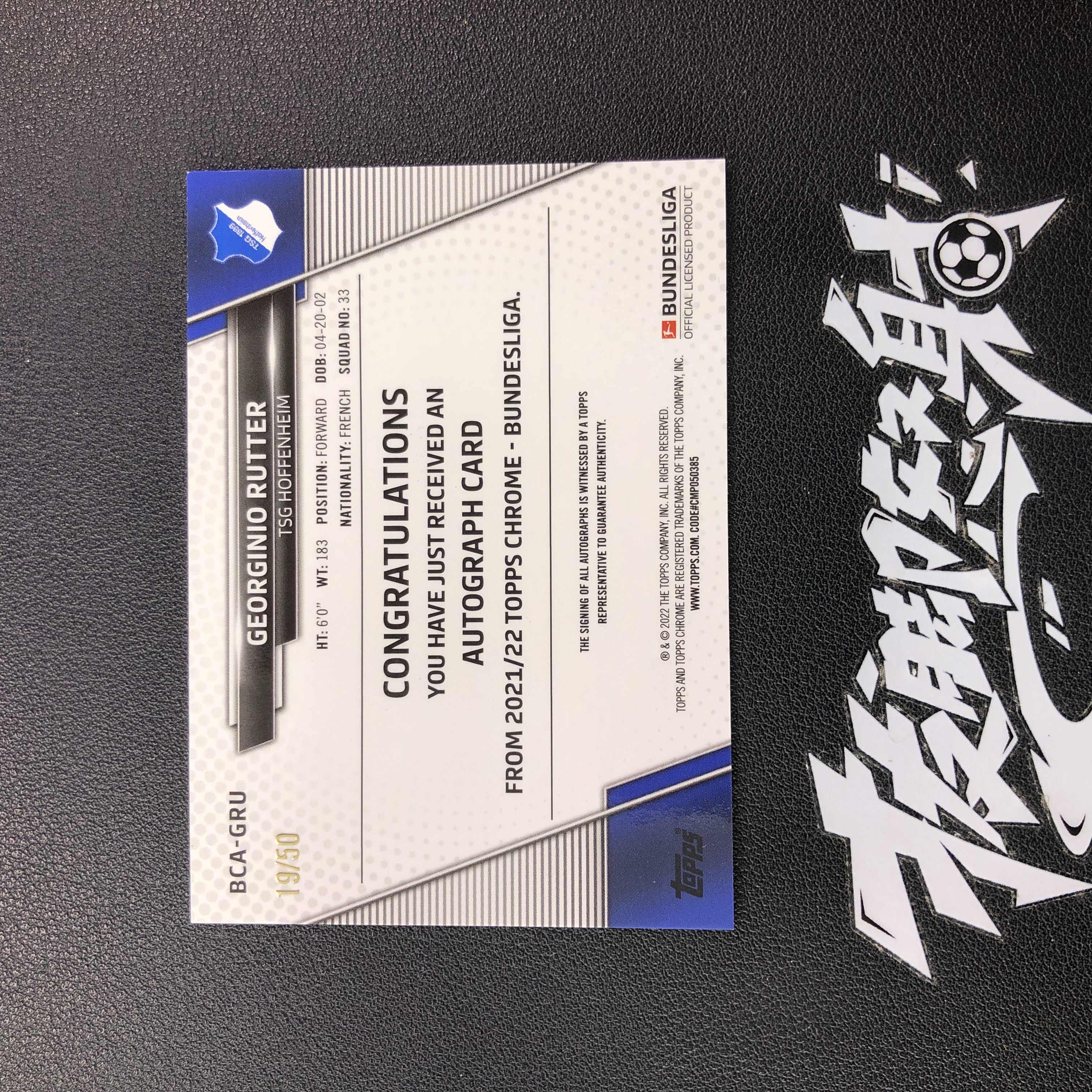 【怒射拍卖 接代卖】拔脚星总R24 2021-22 Topps Chrome 德甲 Georginio Rutter 吕特 霍芬海姆 德甲 ...
