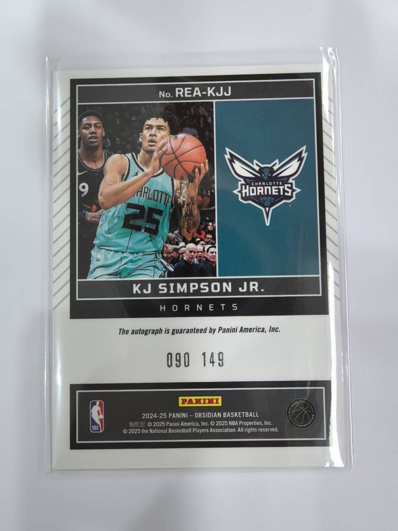 2024-25 Panini Obsidian KJ Simpson Jr. 黄蜂新秀 KJ 辛普森 黑曜石 Eruption签字卡 贴签 黑 ...