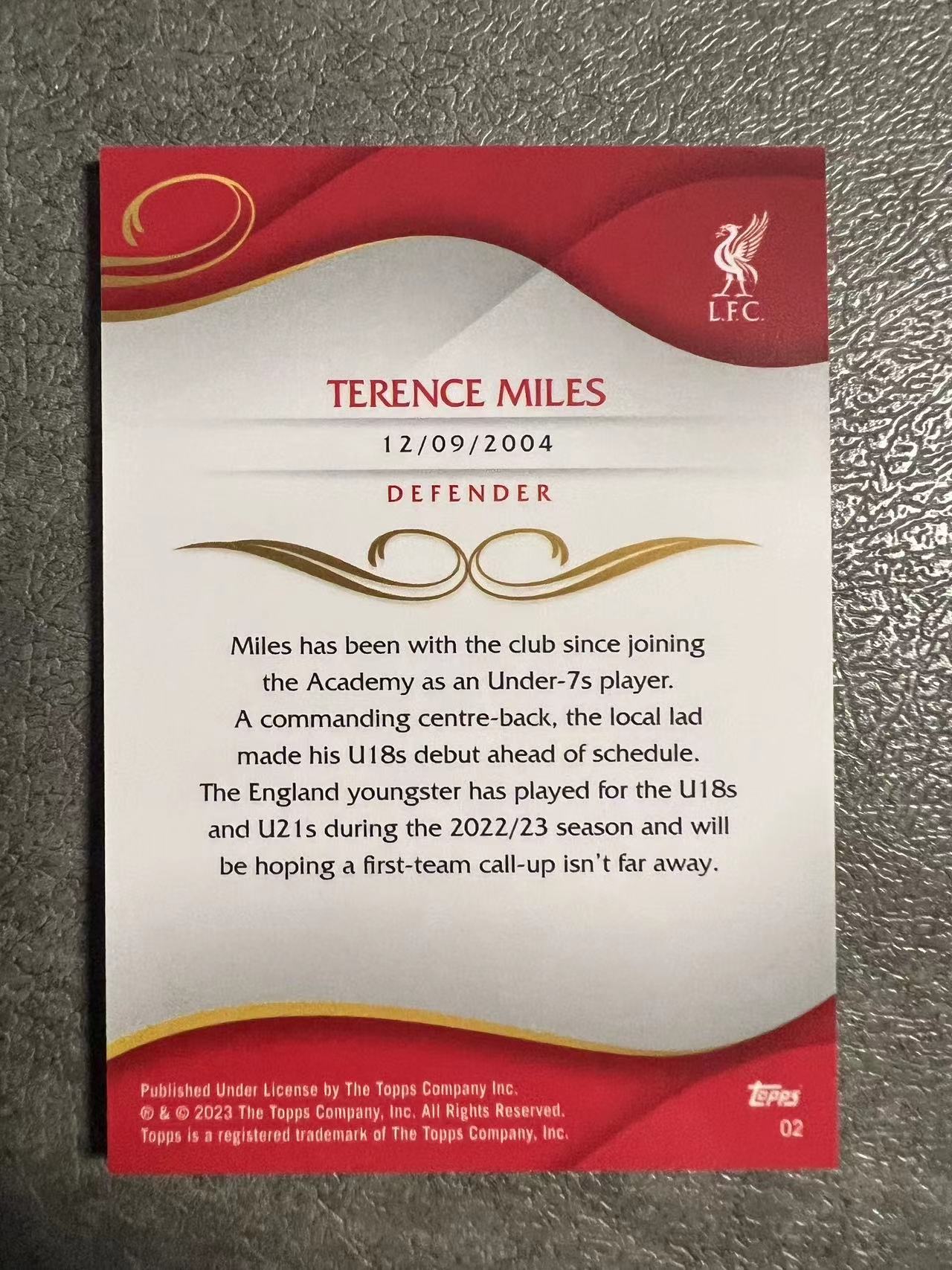 2023 topps 〖承接代卖·免代卖费〗TERENCE MILES 迈尔斯 利物浦 血统 高端队盒 收藏凑套必备 卡品如图【东风7】【卡 ...