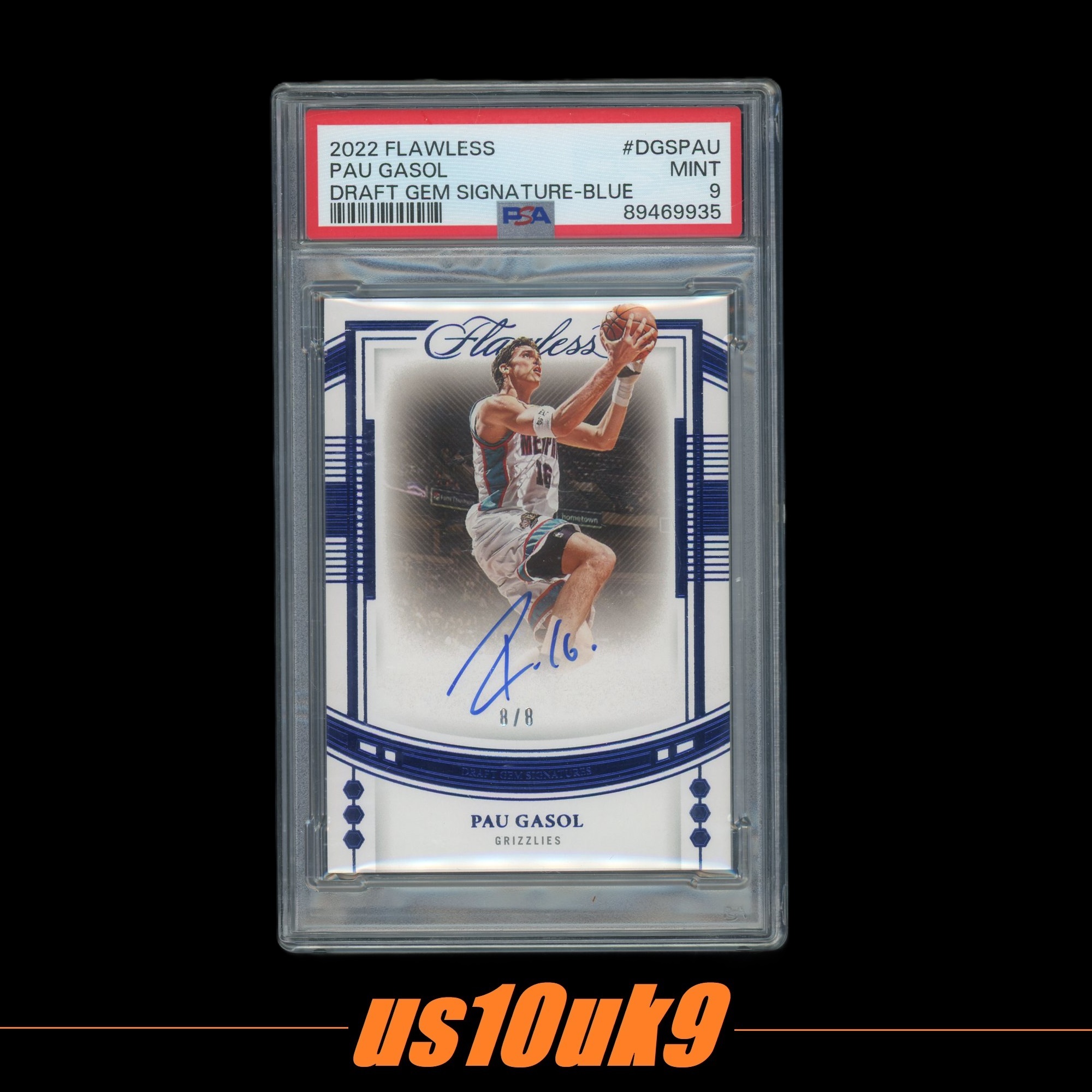 2022-23 手提 Flawless Pau Gasol 保罗加索尔 Draft Gem 新秀年签字 蓝平行 灰熊 8/8编 尾编 PSA9 ...