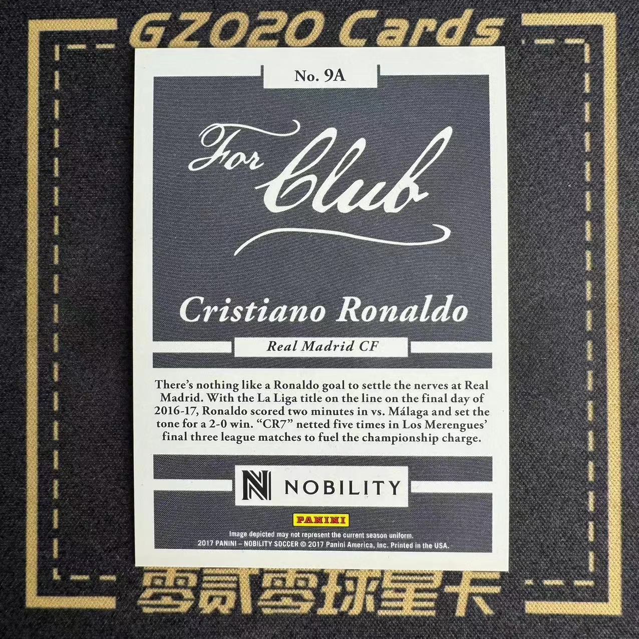 2017 Panini Nobility Cristiano Ronaldo 贵族 C罗 罗纳尔多 For Club 特卡 银折 皇马 葡萄牙 ...