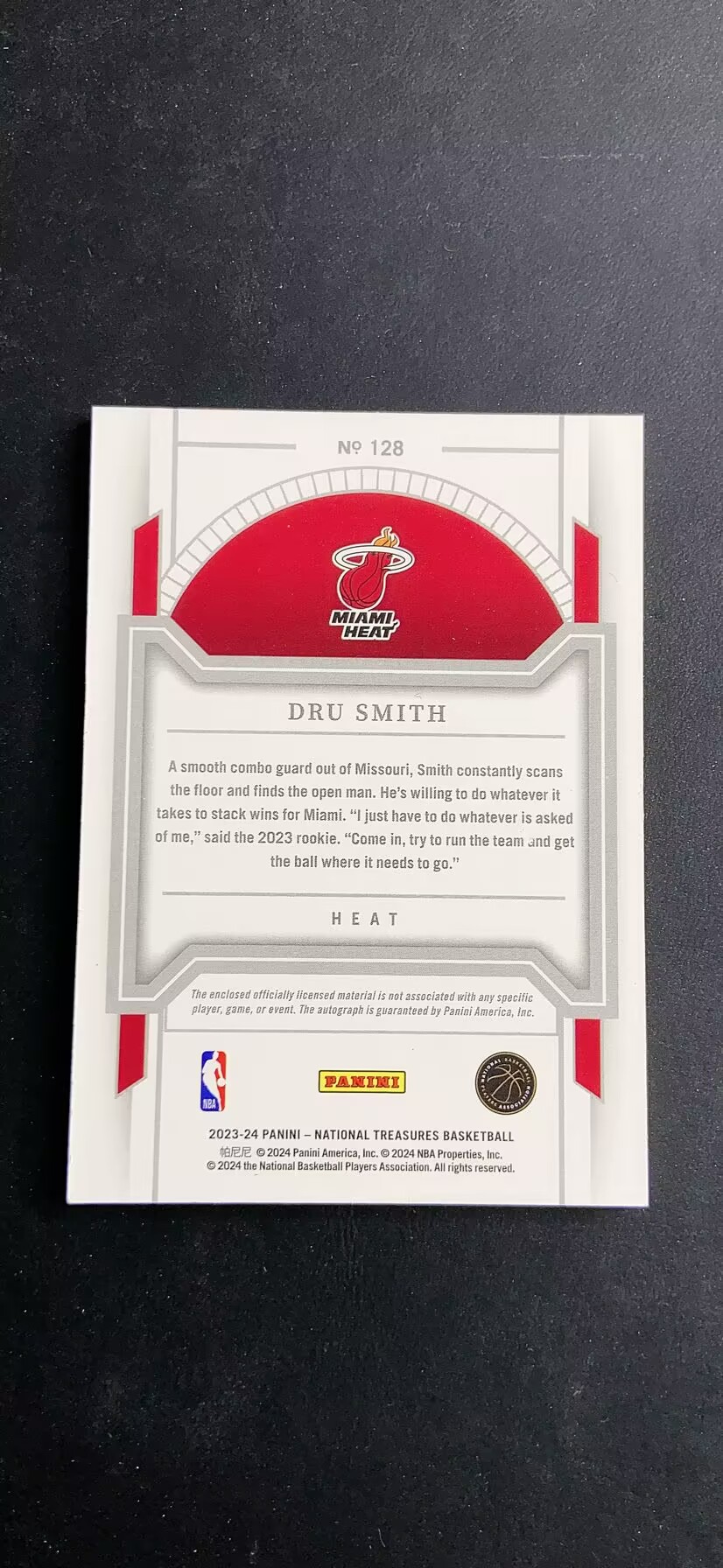 2023-24 Panini National Treasures Dru Smith RC 【肥猫代卖】B17T 国宝 热火 德鲁史密斯 ...